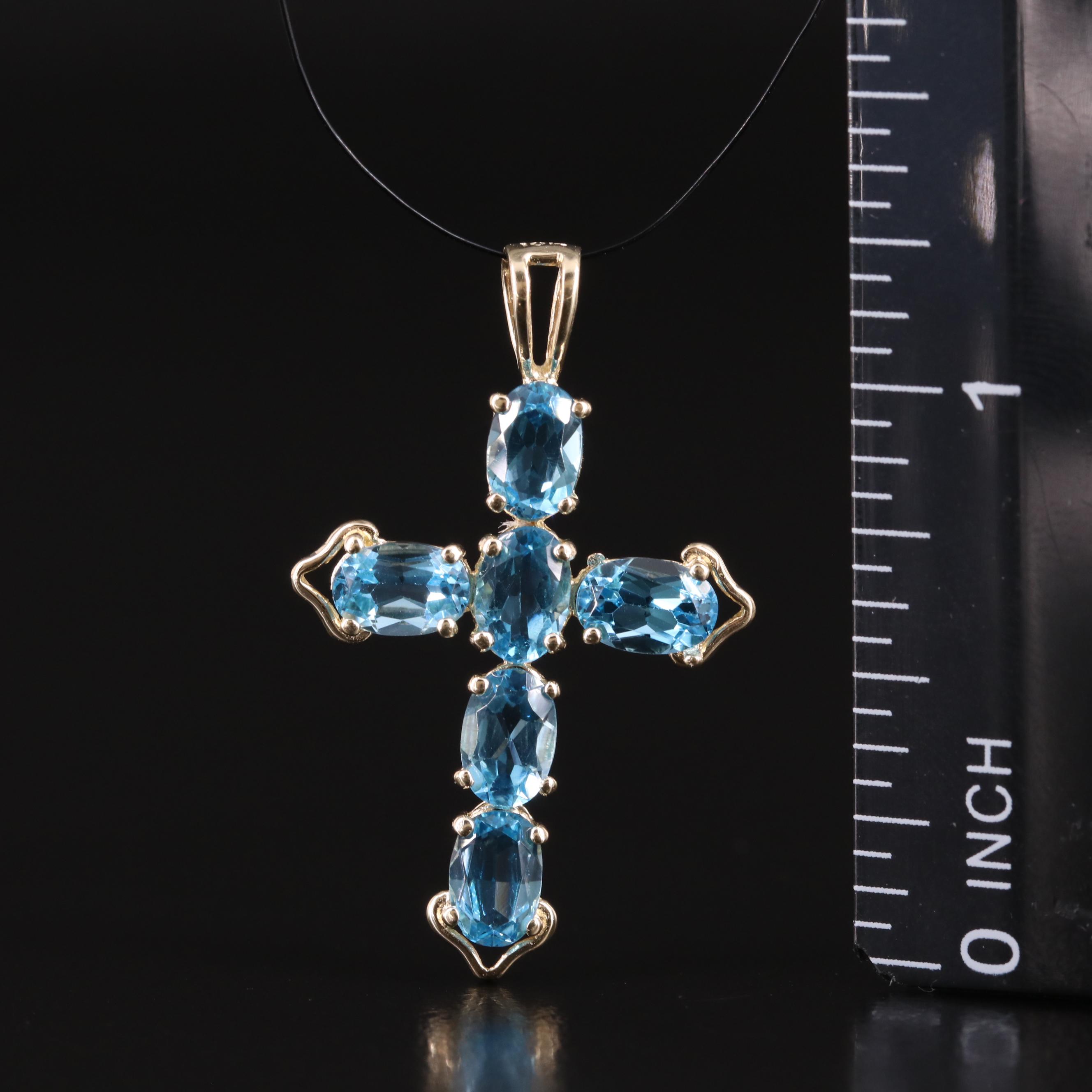 10K Swiss Blue Topaz Cross Pendant | EBTH