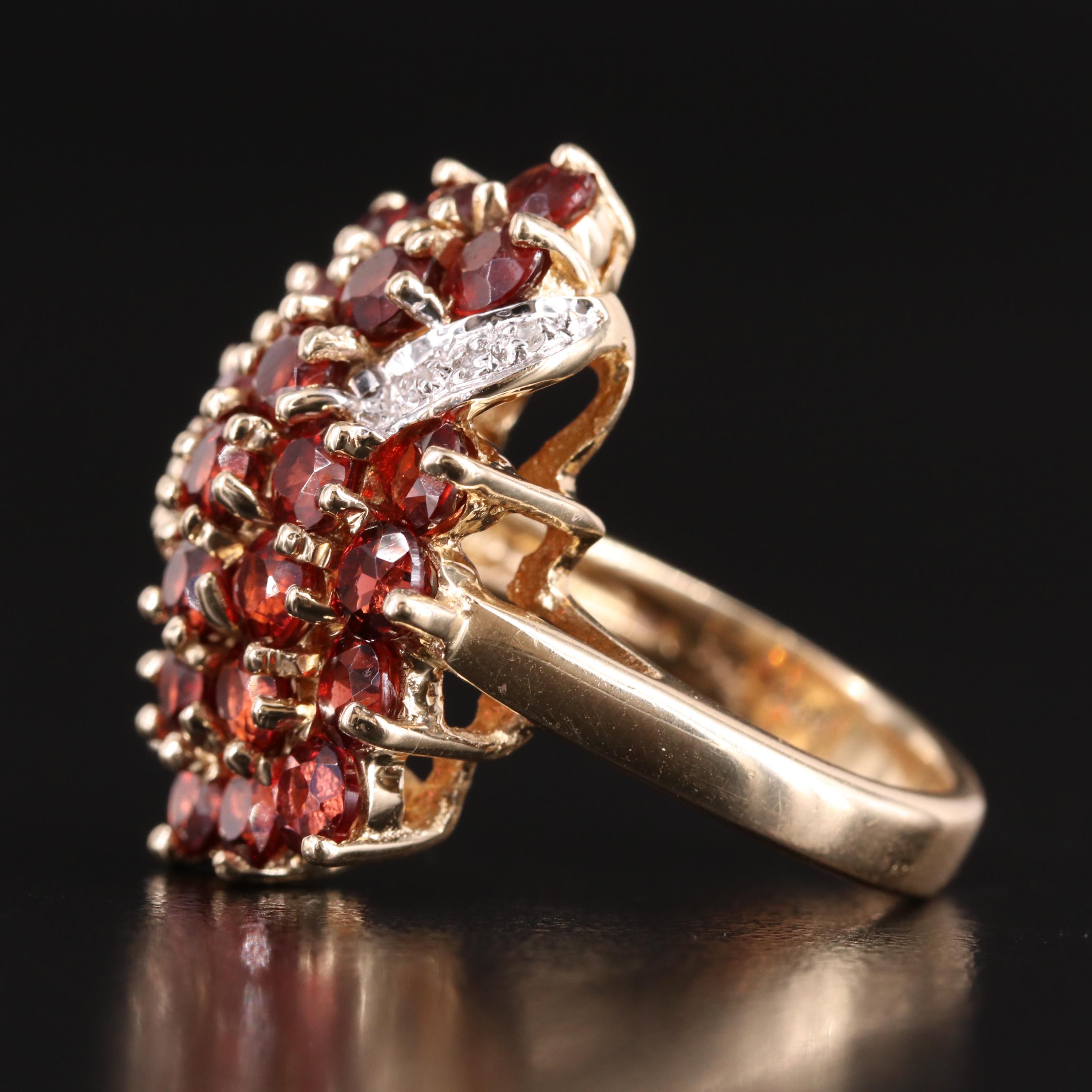 14K Garnet and Diamond Cluster Ring | EBTH