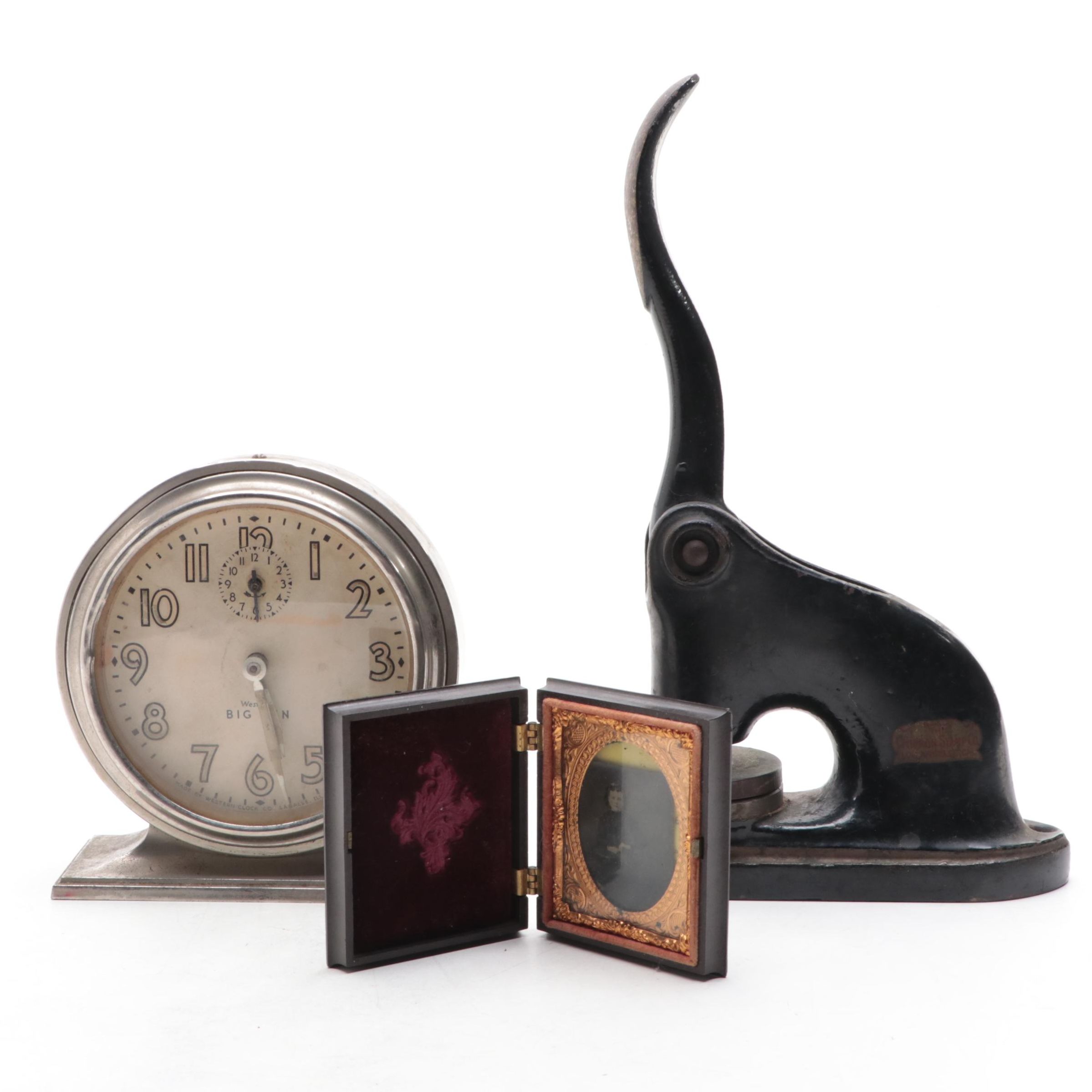 Western Clock Co. "Big Ben" Alarm Clock with Stamp Press and Tintype ...