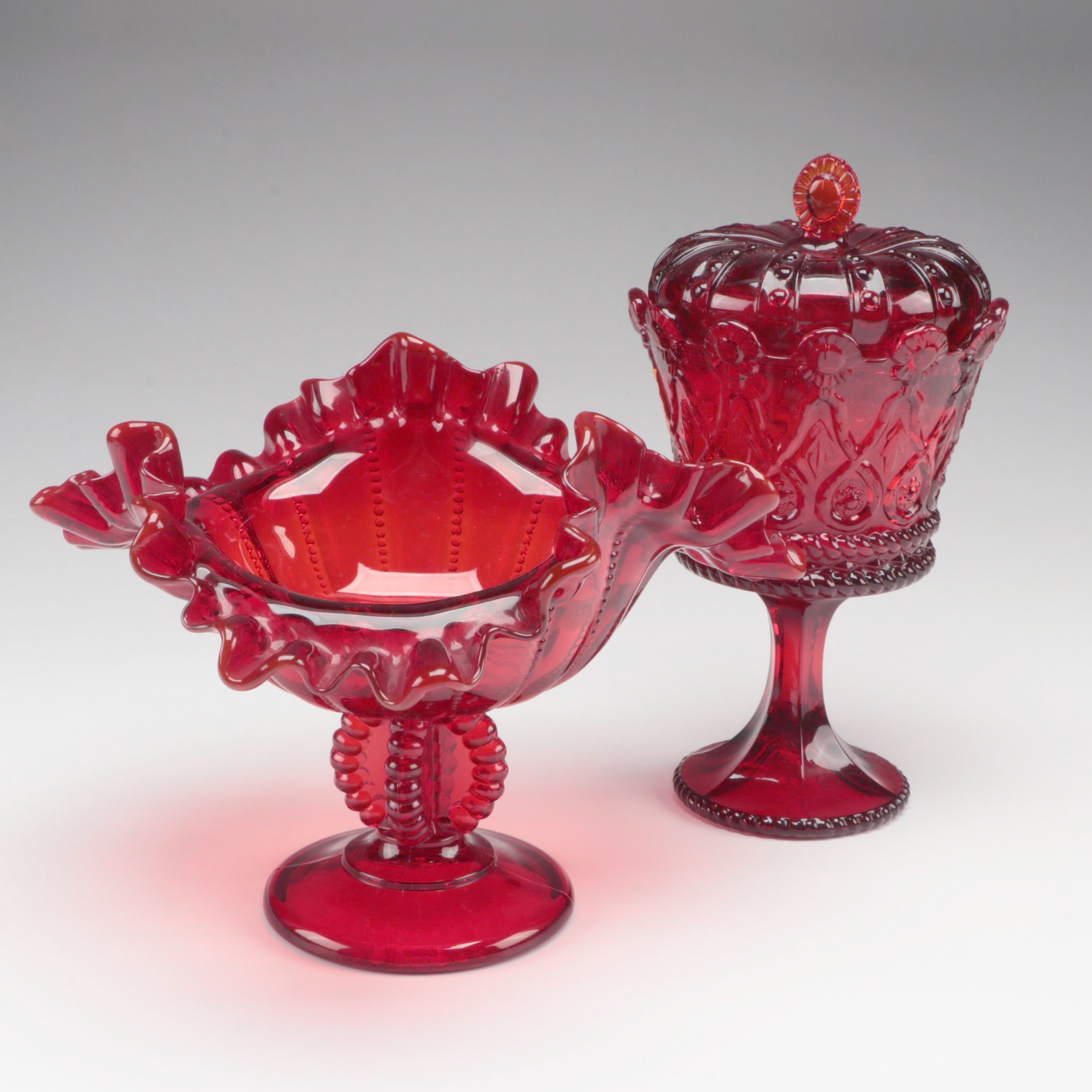 Fostoria "Crown Collection" Glass Lidded Compote with Ruffle Rim Glass ...