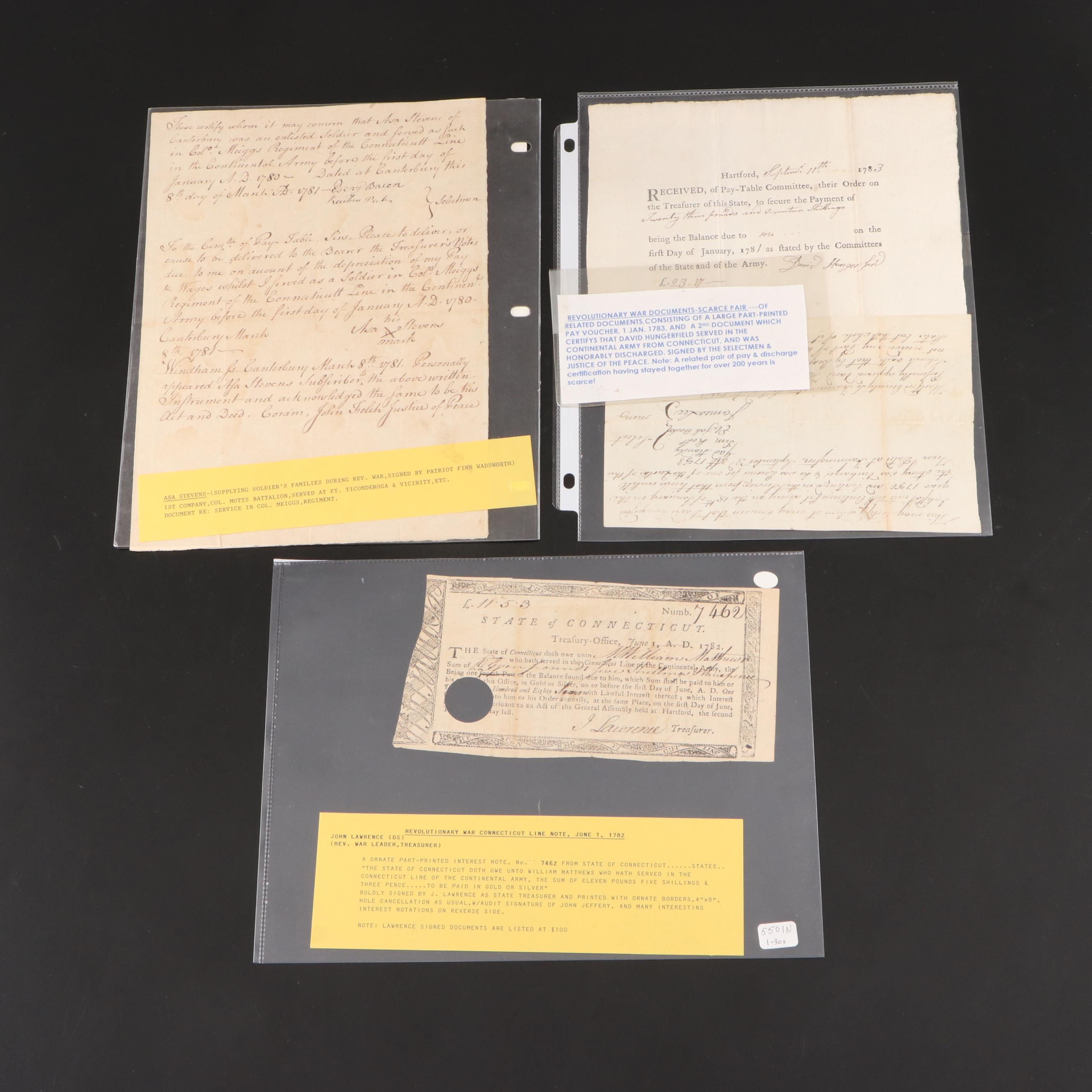 American Revolutionary War Soldier Documents and Certificate, 1780s | EBTH