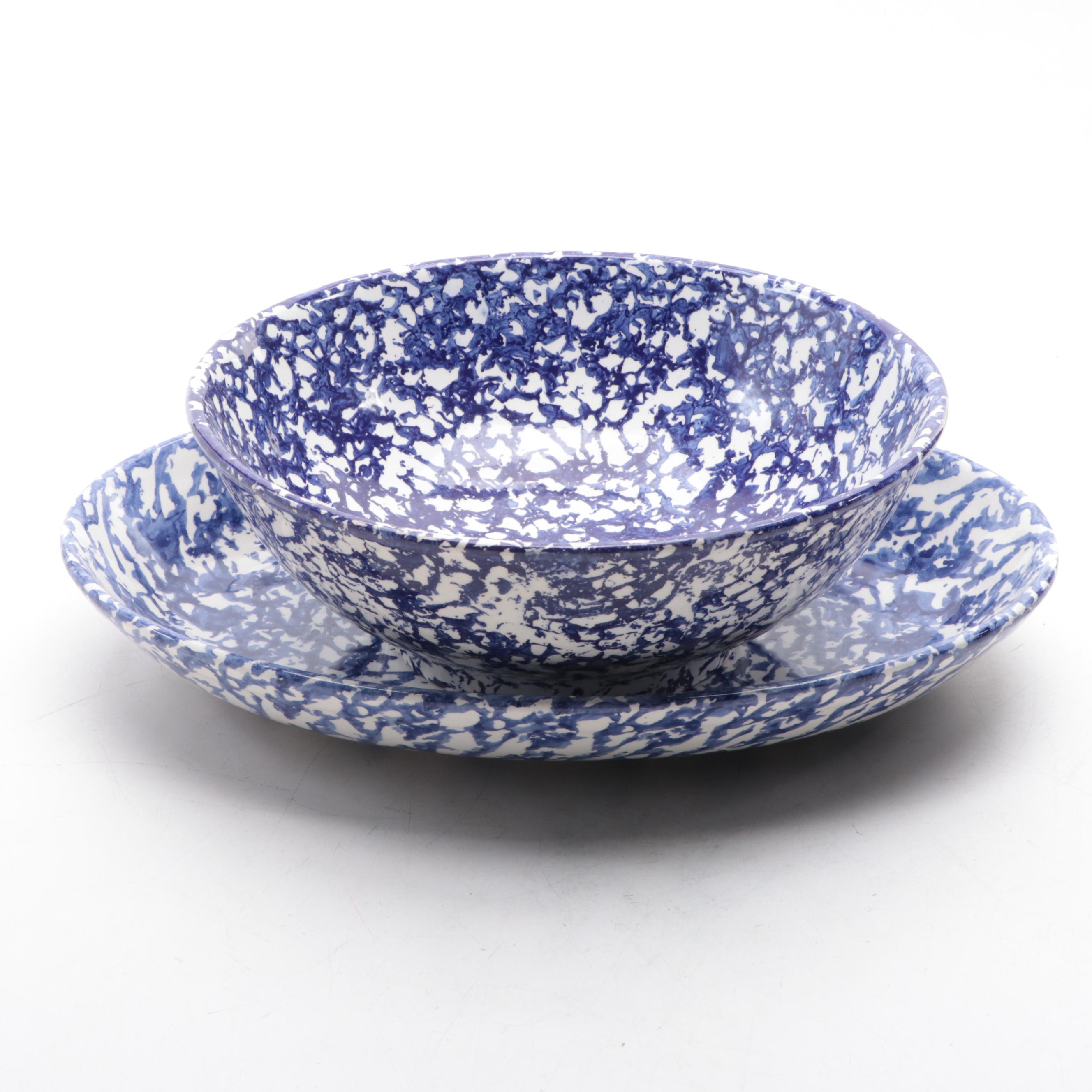 Stoviglierie Italian Hand-Painted Spatterware Serving Bowl and Platter ...