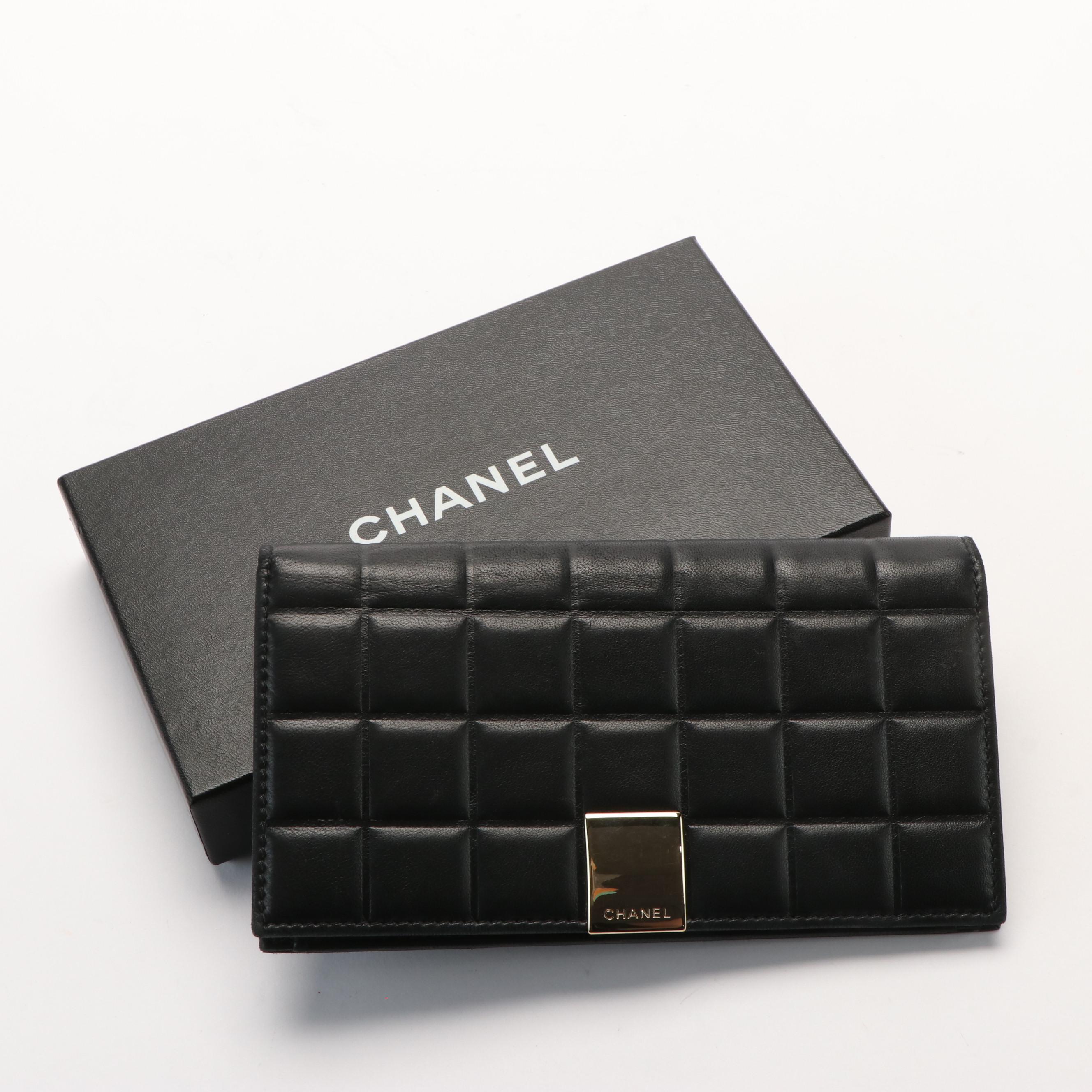 Chanel Black Leather Chocolate Bar Wallet with Box | EBTH