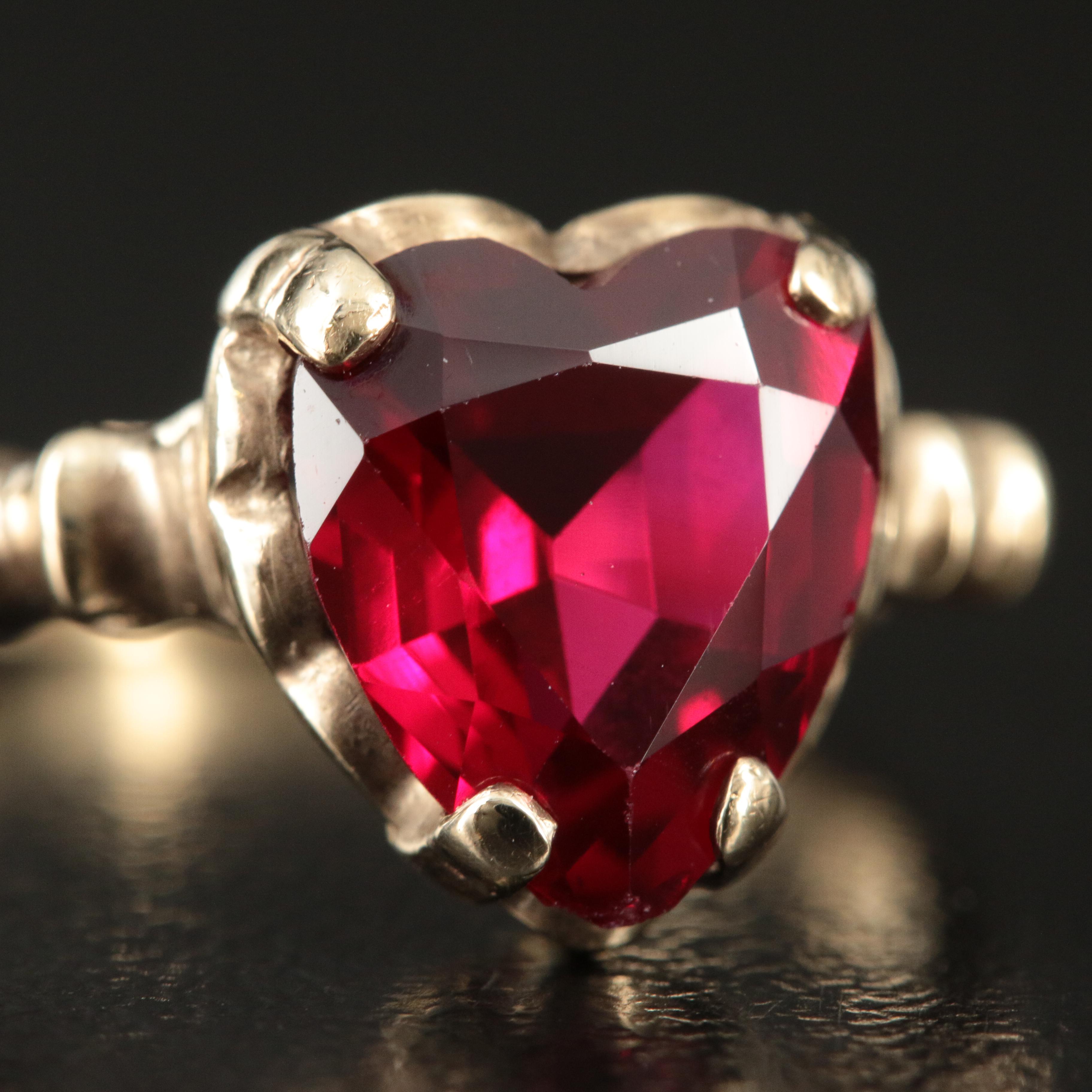 14K Ruby Heart Solitaire Ring | EBTH