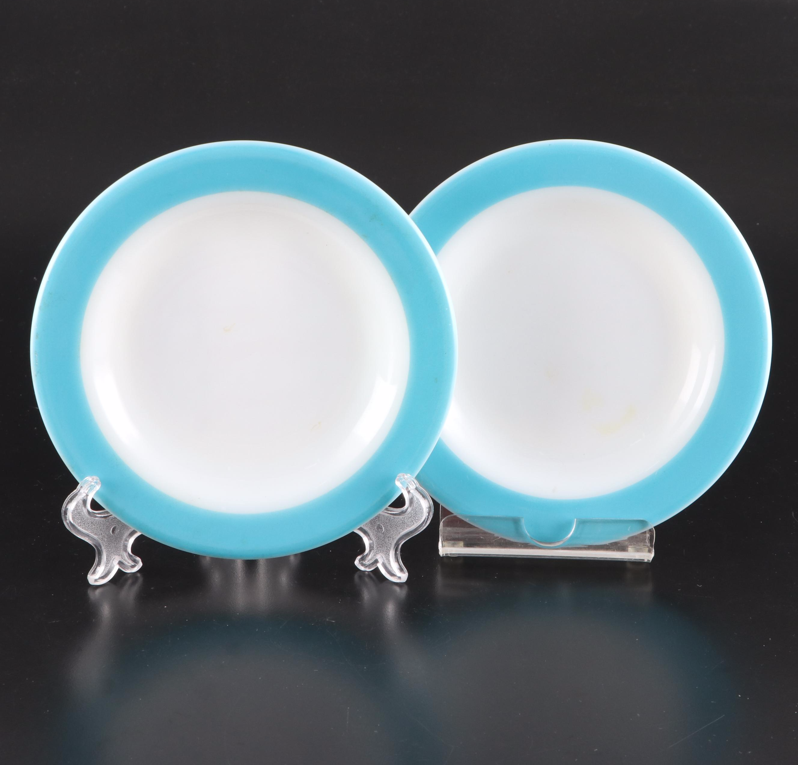 Mid Century Modern Caribe Ceramic and Pyrex "Blue" Glass Dinnerware | EBTH