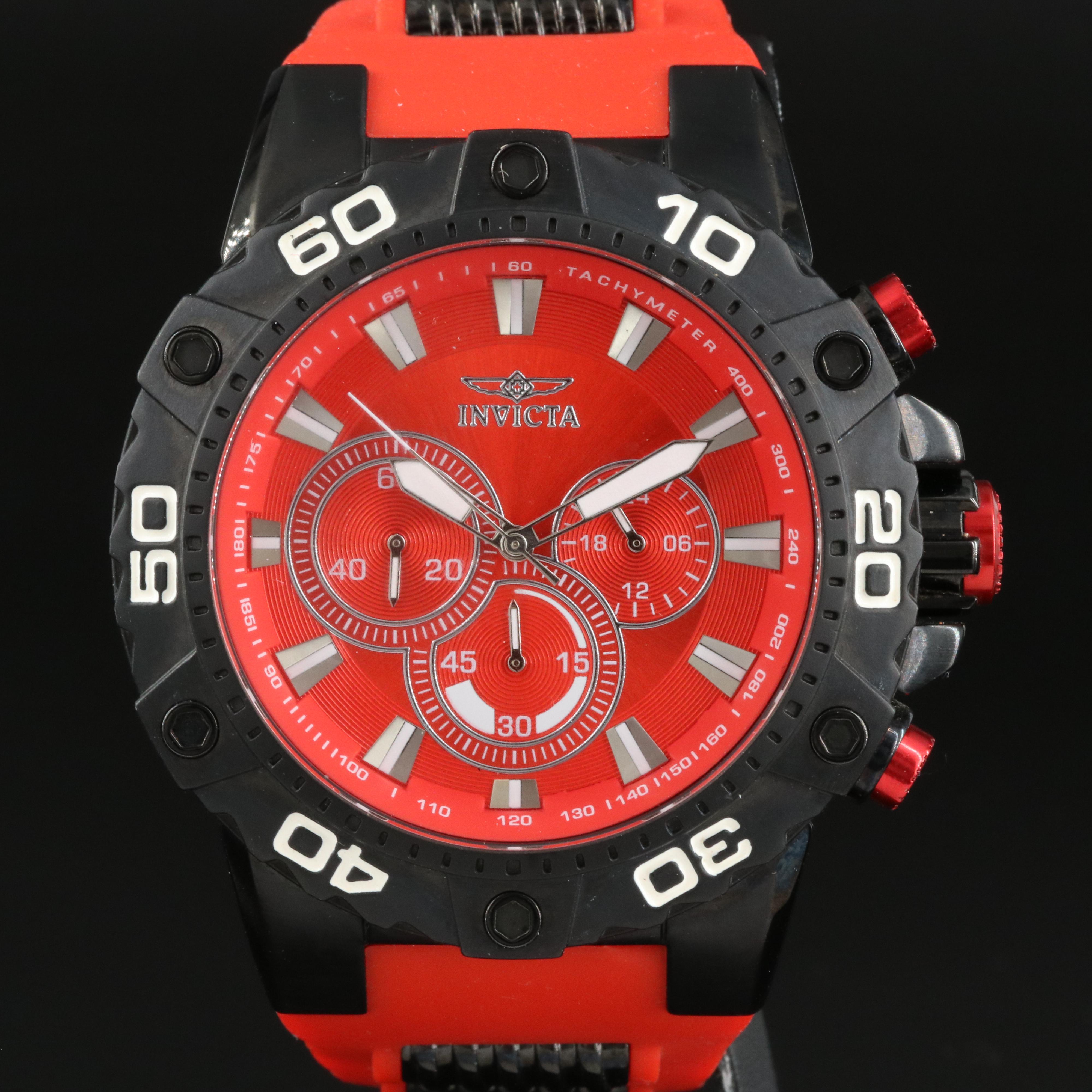 Invicta Red Dial Speedway Quartz Chronograph Wristwatch | EBTH