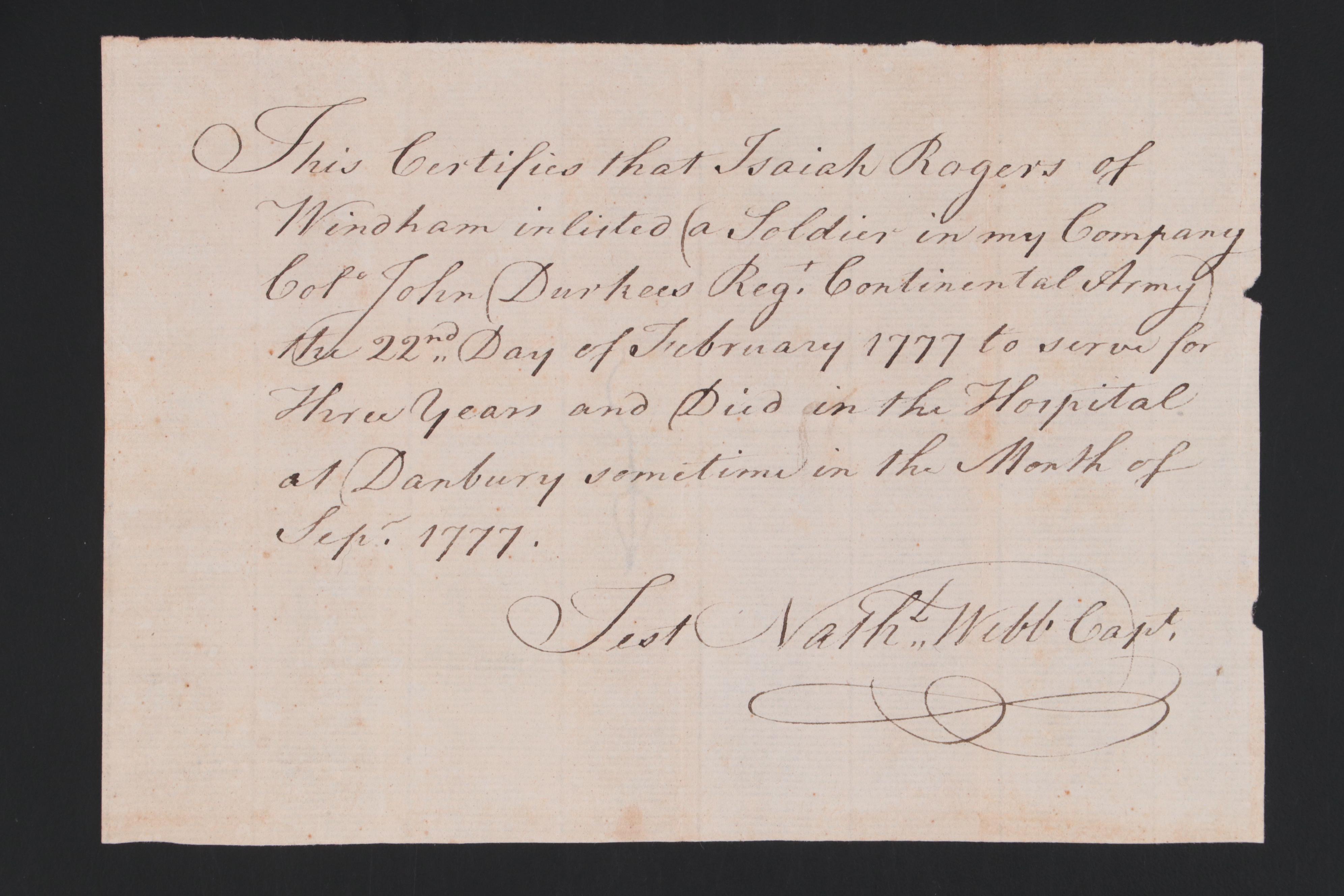 Revolutionary War Archive, Signatures of John Lawrence, Amasa Mills ...