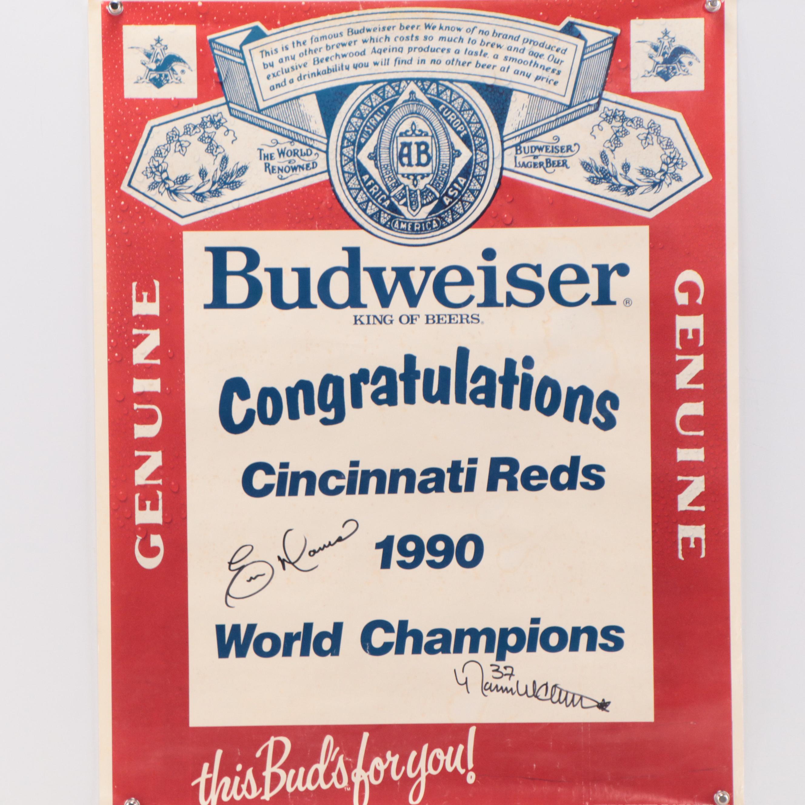 Eric Davis and Norm Charlton Signed Cincinnati Reds 1990 World ...