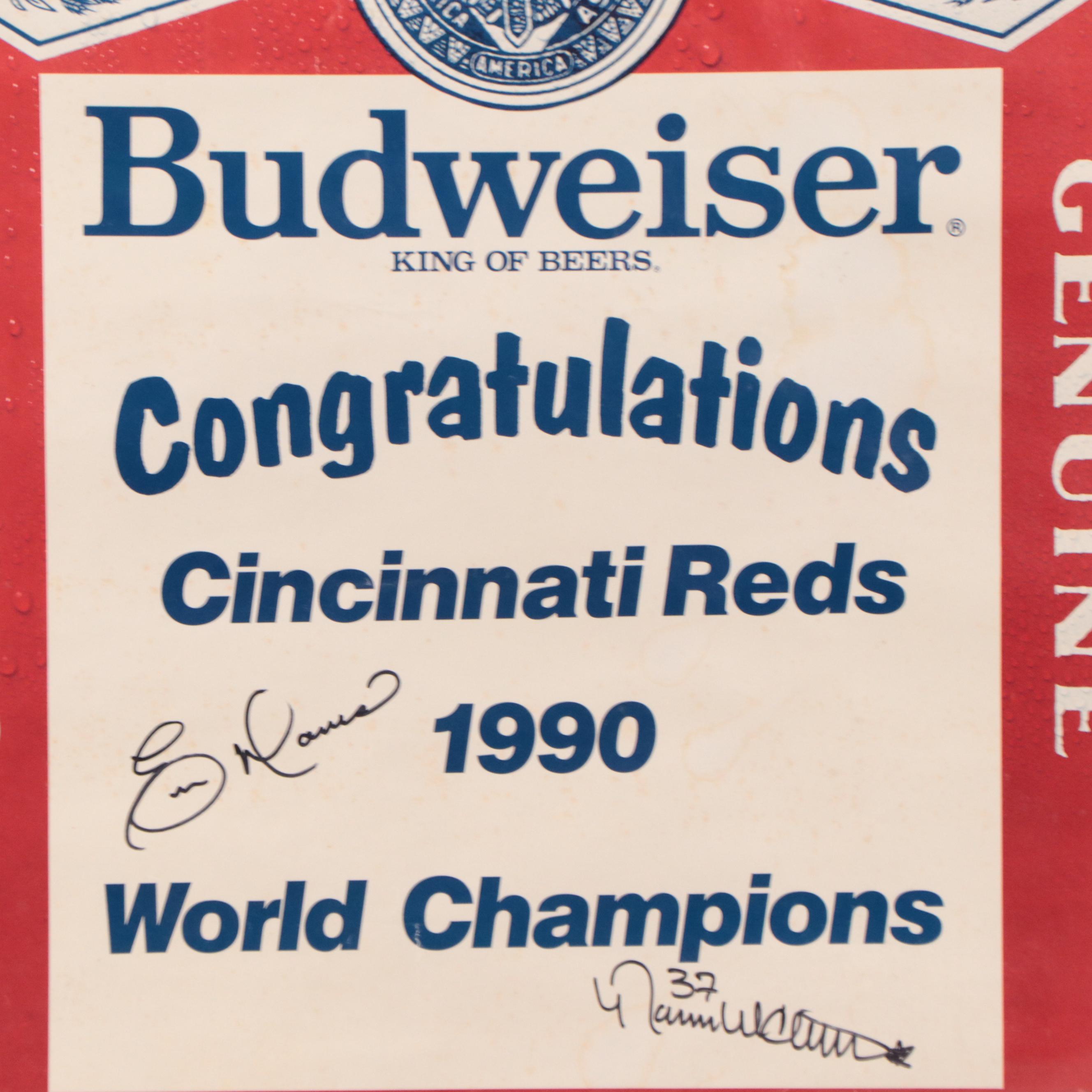 Eric Davis and Norm Charlton Signed Cincinnati Reds 1990 World ...