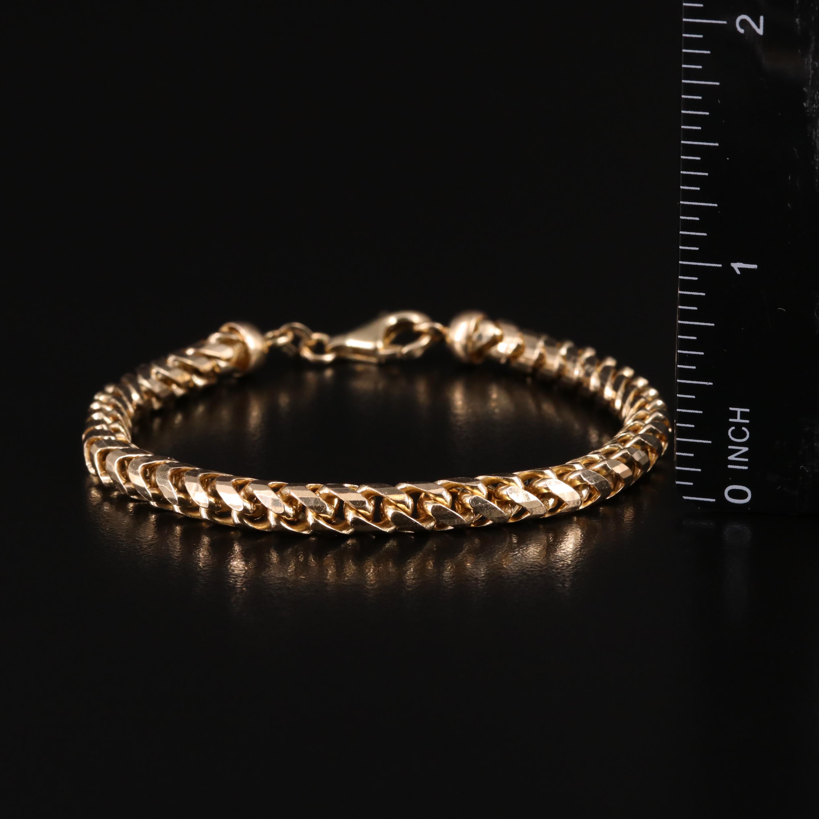 14K Fancy Curb Chain Bracelet | EBTH