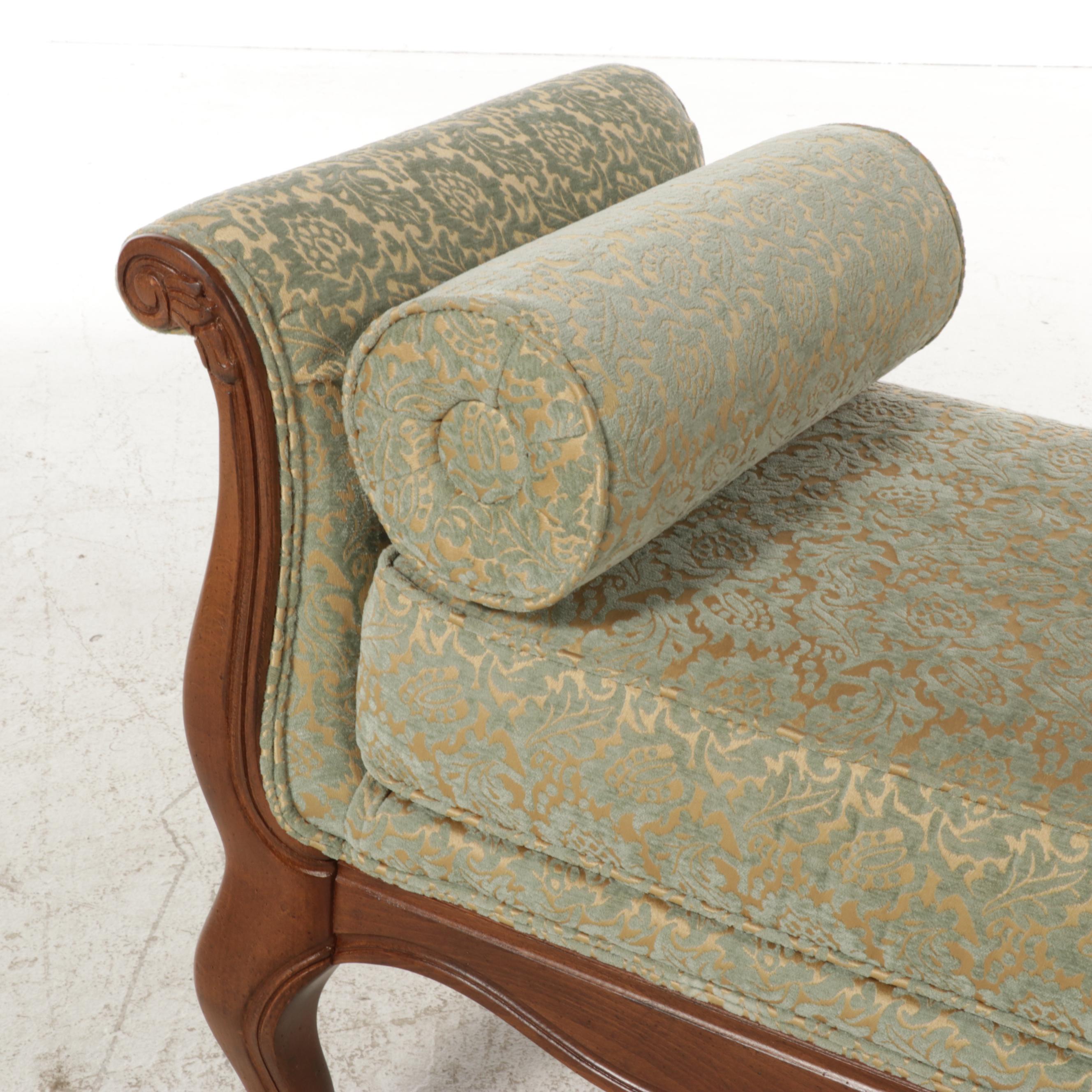 Ethan Allen "Belfiore" Louis XV Style Carved Wood Bed Bench with ...