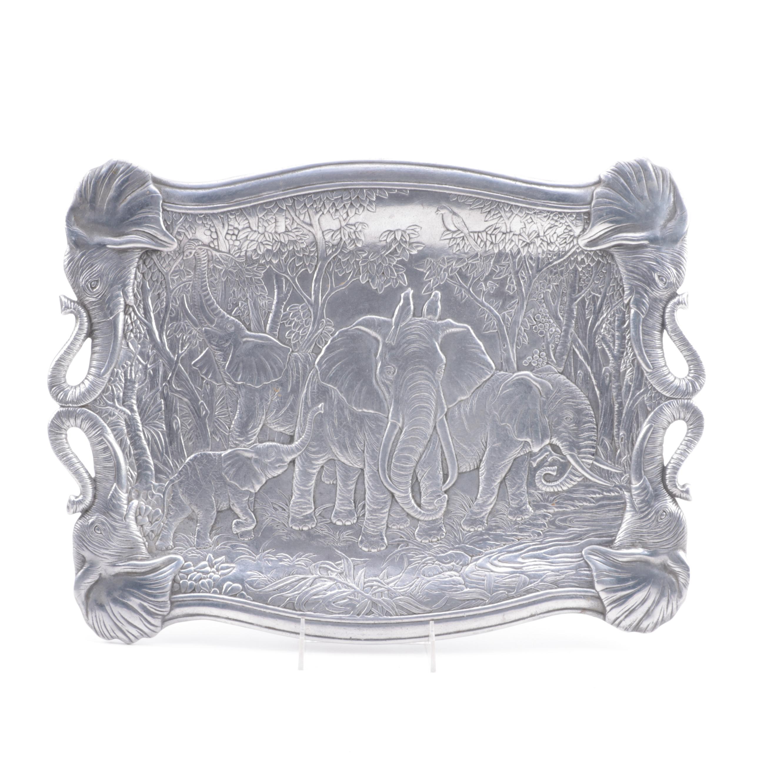 Arthur Court "Elephants" Tray and "Bunnies" Marble Cheese Board | EBTH