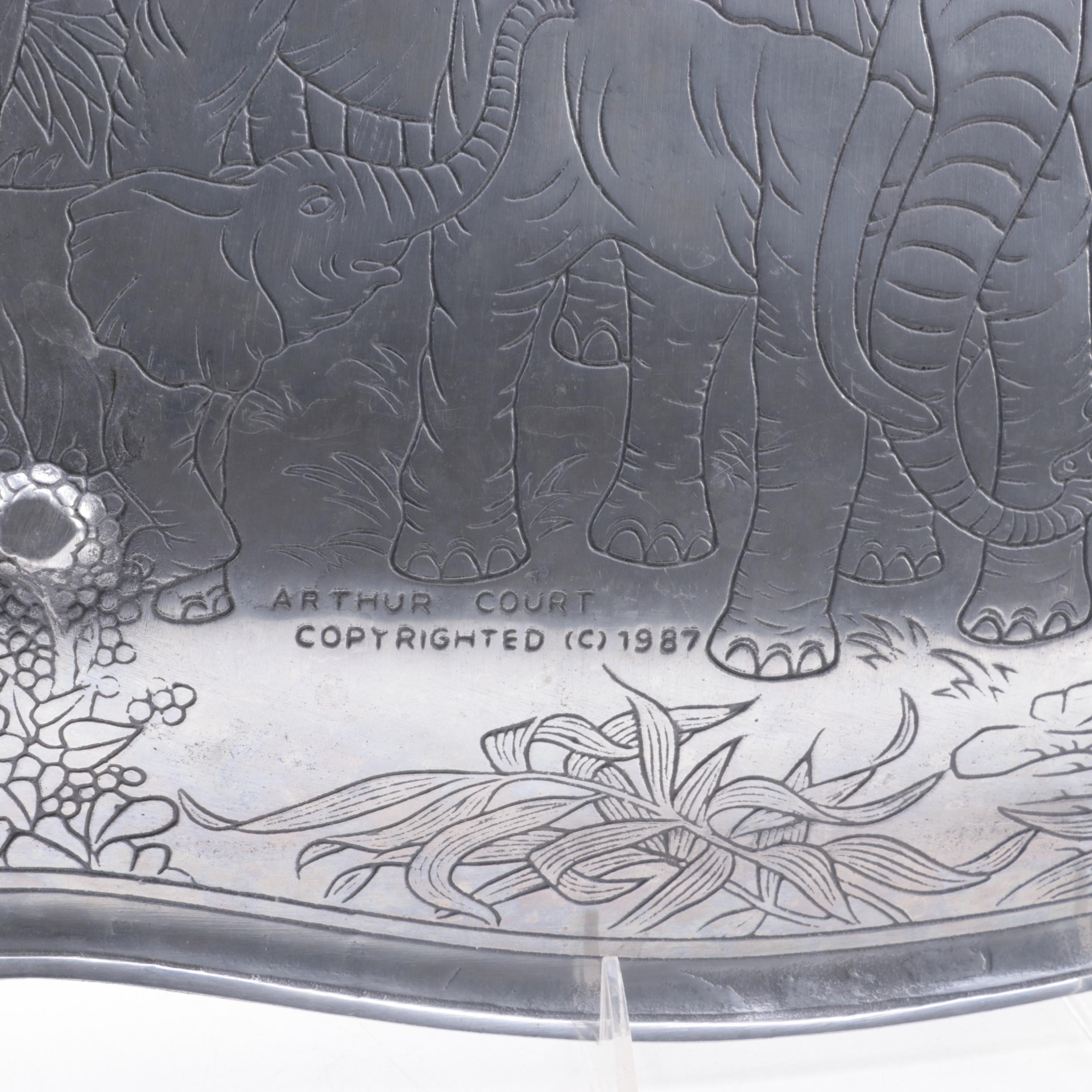 Arthur Court "Elephants" Tray and "Bunnies" Marble Cheese Board | EBTH