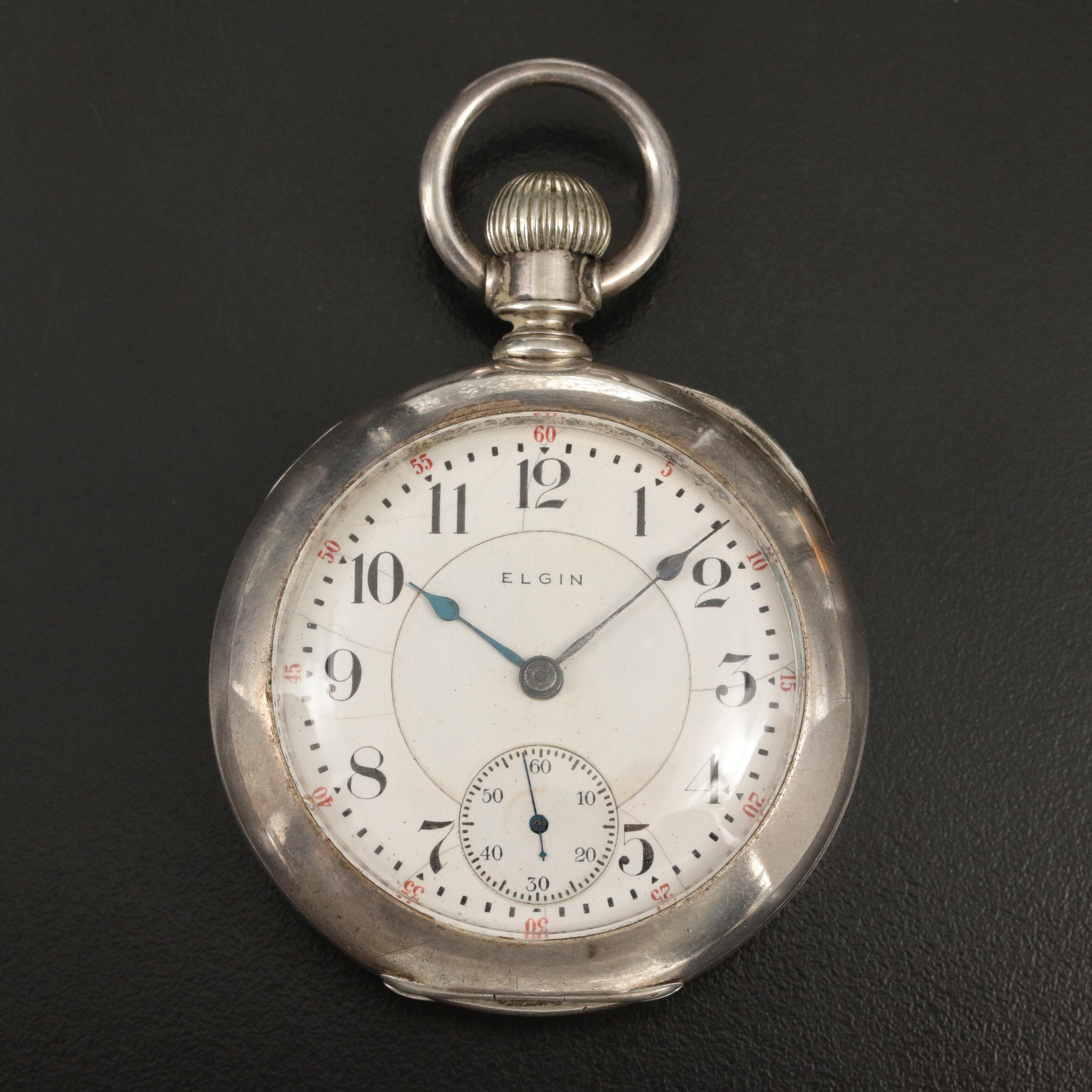 1902 Elgin Coin Silver Railroad-Grade "Father Time" Pocket Watch | EBTH