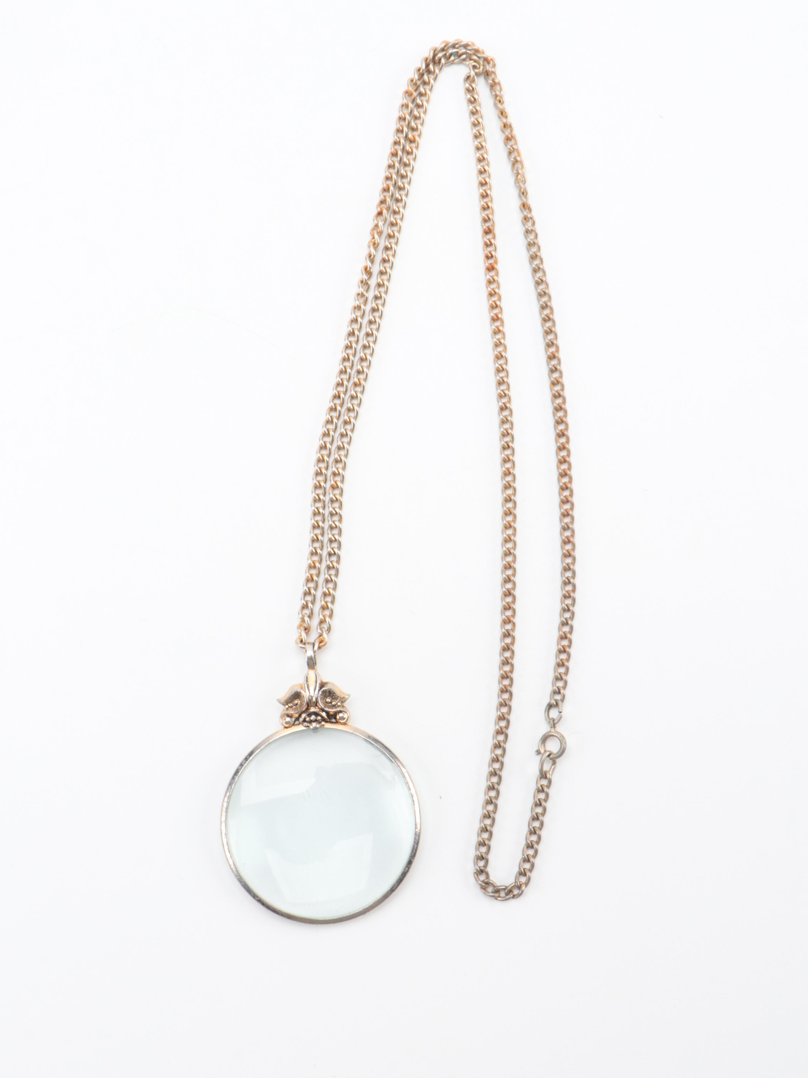 Embossed Leather Purse with Avon Magnifying Glass Pendant and More | EBTH
