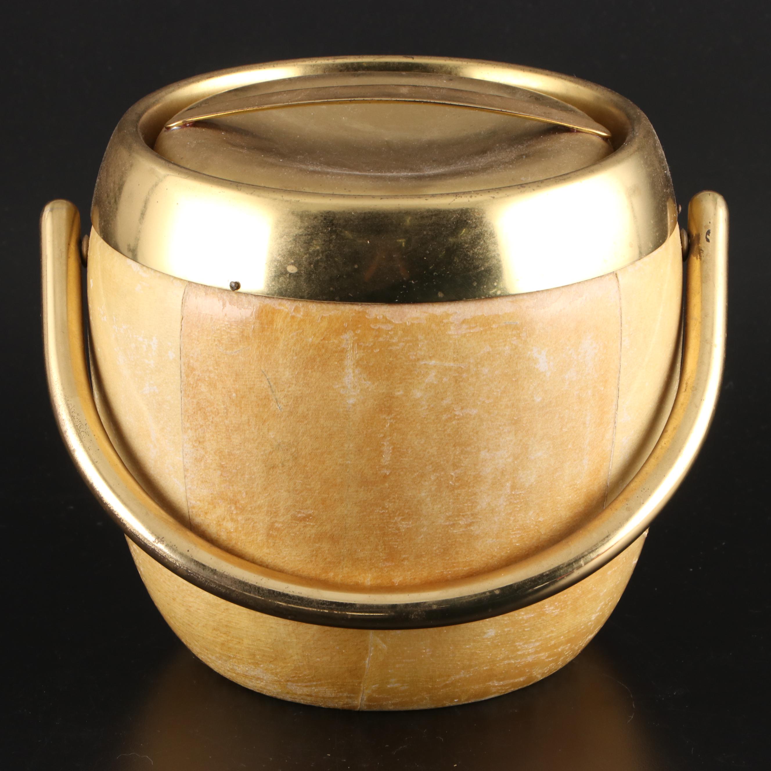 Thermos Brass Bound Ice Bucket with Marble Charcuterie Board | EBTH