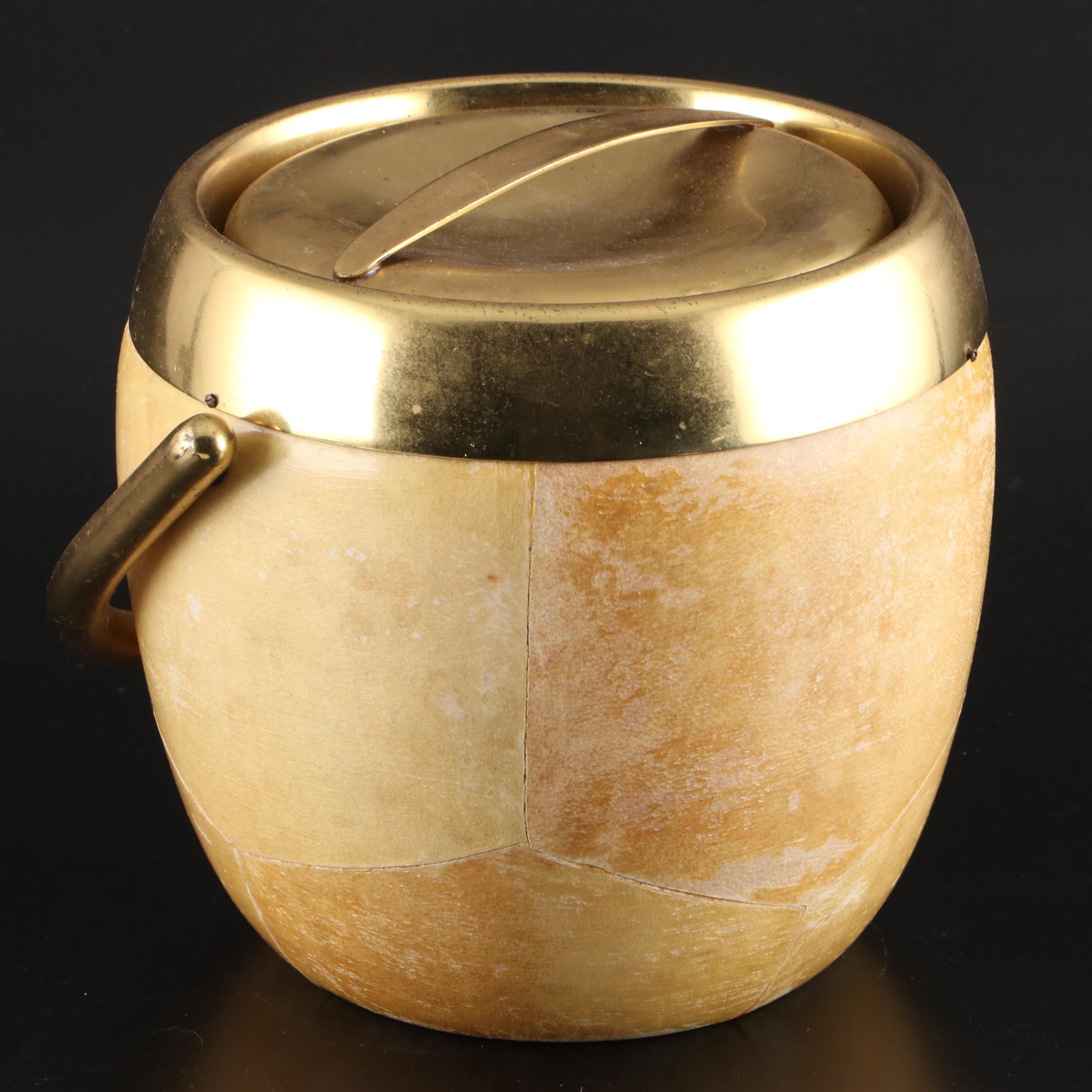 Thermos Brass Bound Ice Bucket with Marble Charcuterie Board | EBTH