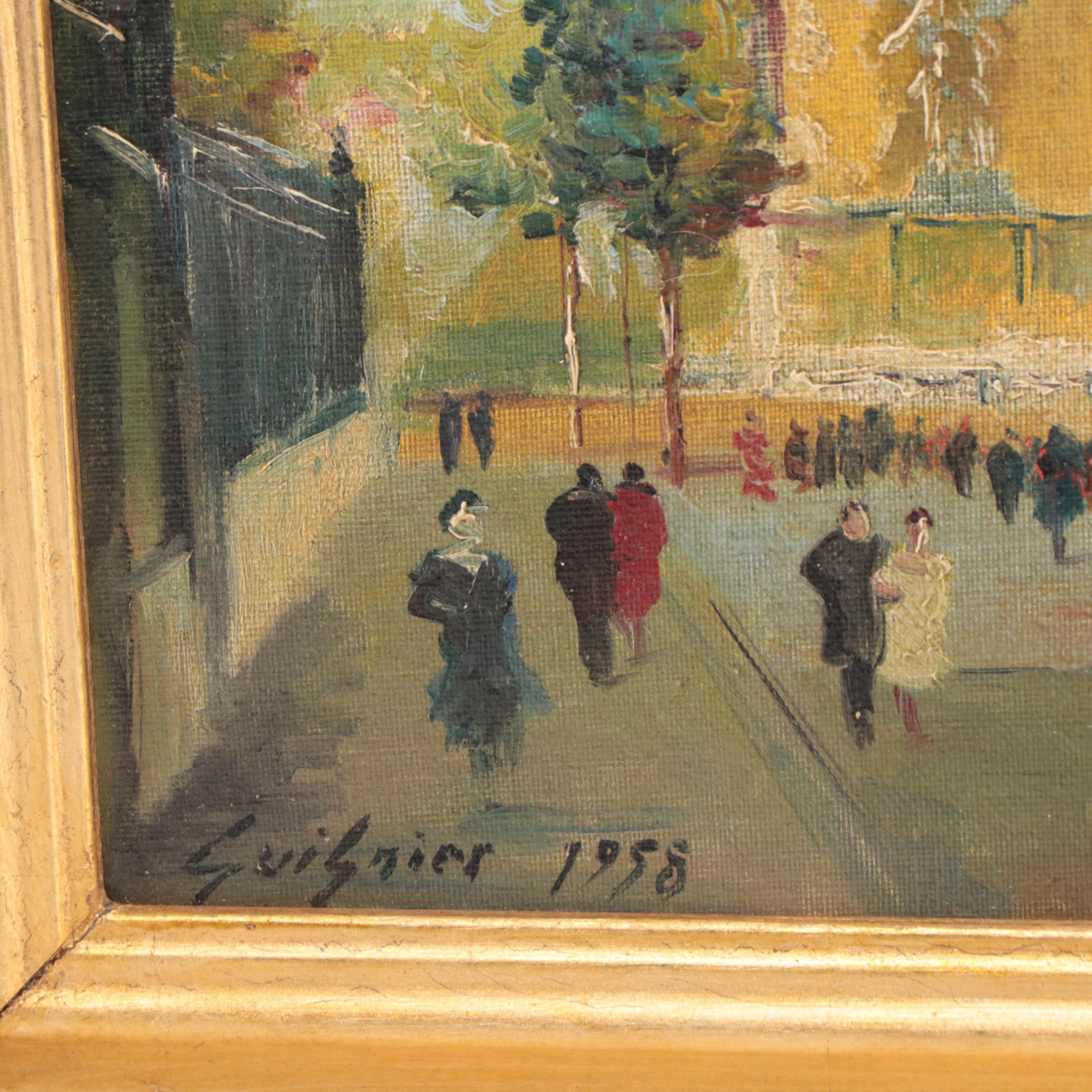 Fernand Guignier Parisian Street Scene Oil Painting of Arc de Triomphe ...