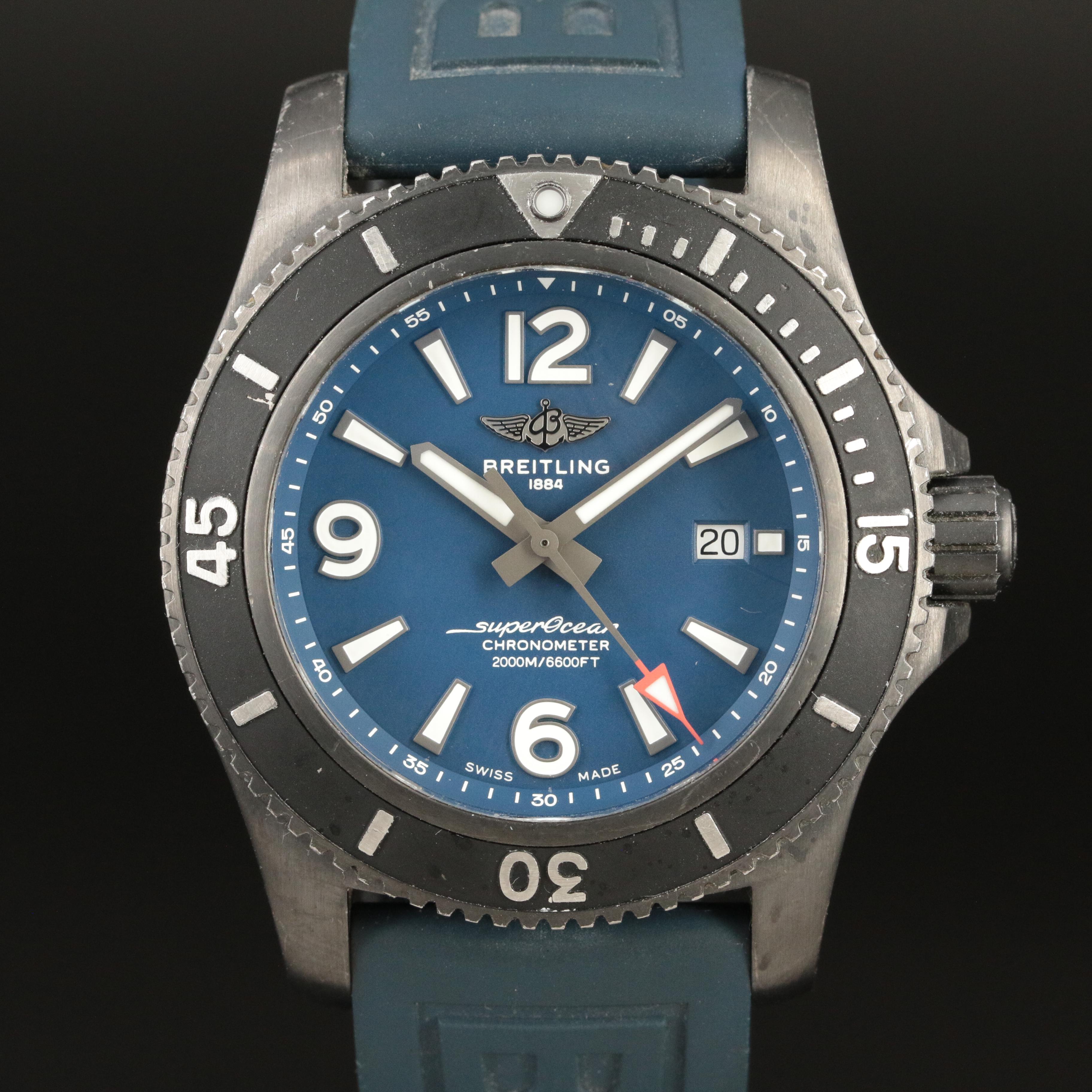 Breitling SuperOcean 46 Black Steel 2000M Blue Automatic Wristwatch | EBTH