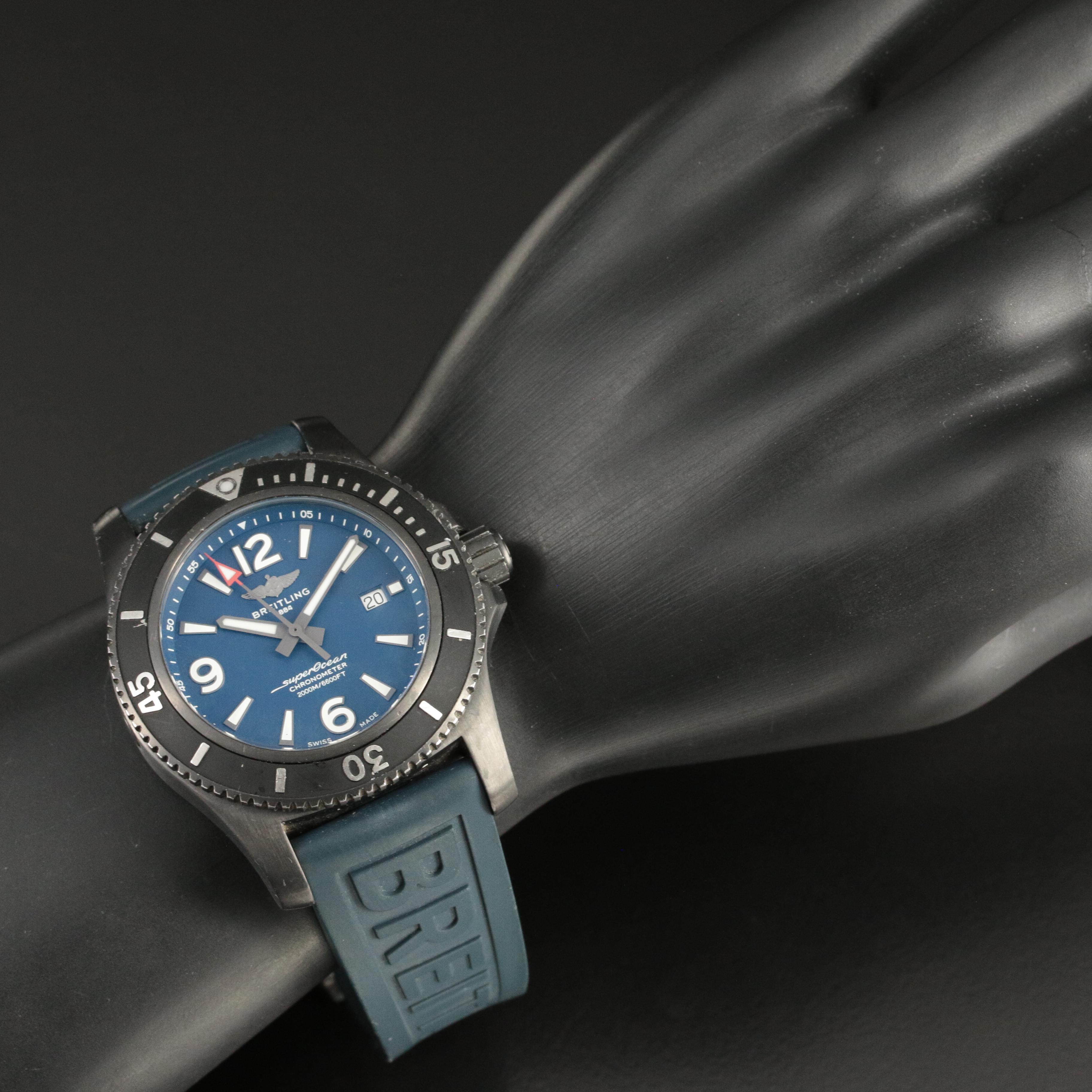 Breitling SuperOcean 46 Black Steel 2000M Blue Automatic Wristwatch | EBTH
