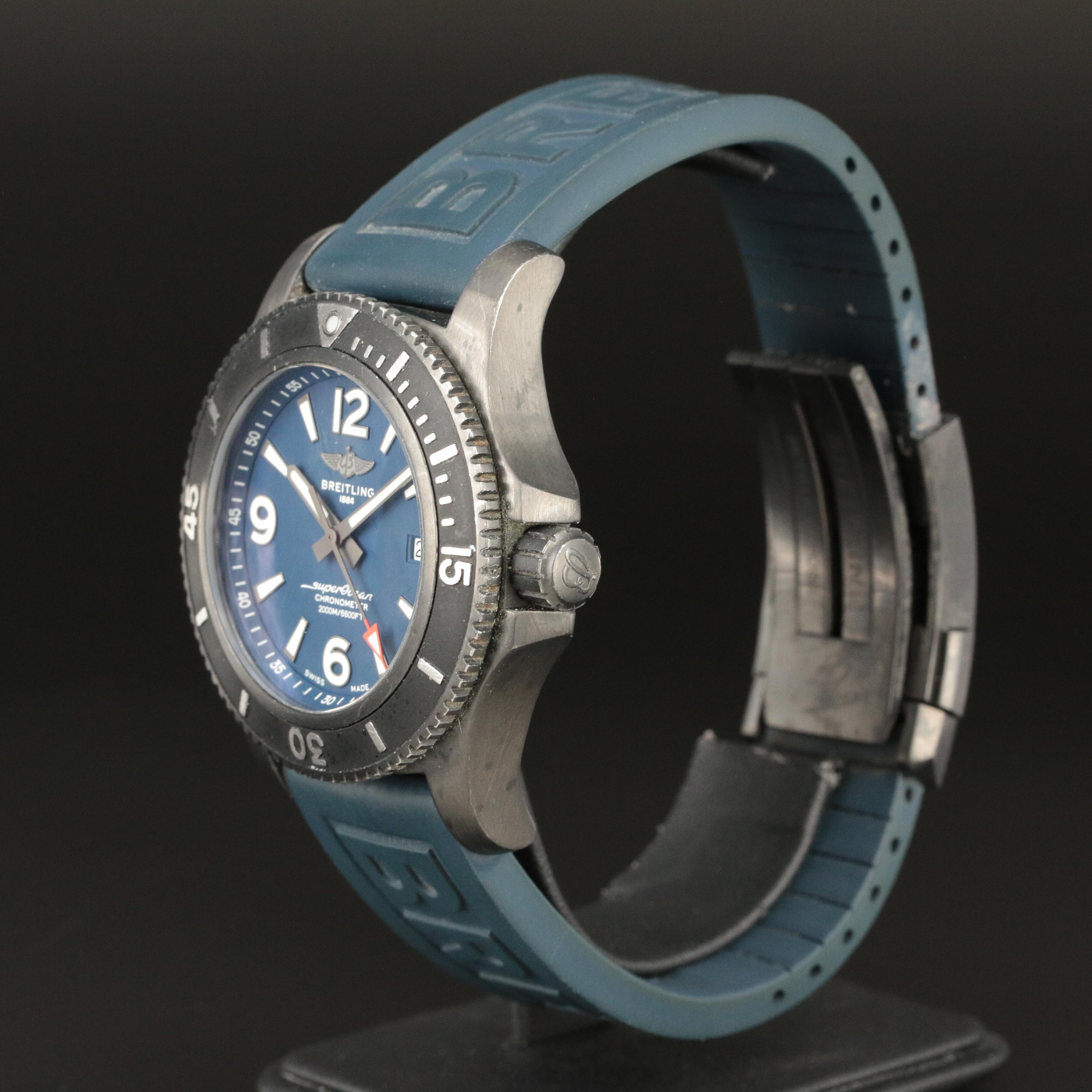 Breitling SuperOcean 46 Black Steel 2000M Blue Automatic Wristwatch | EBTH