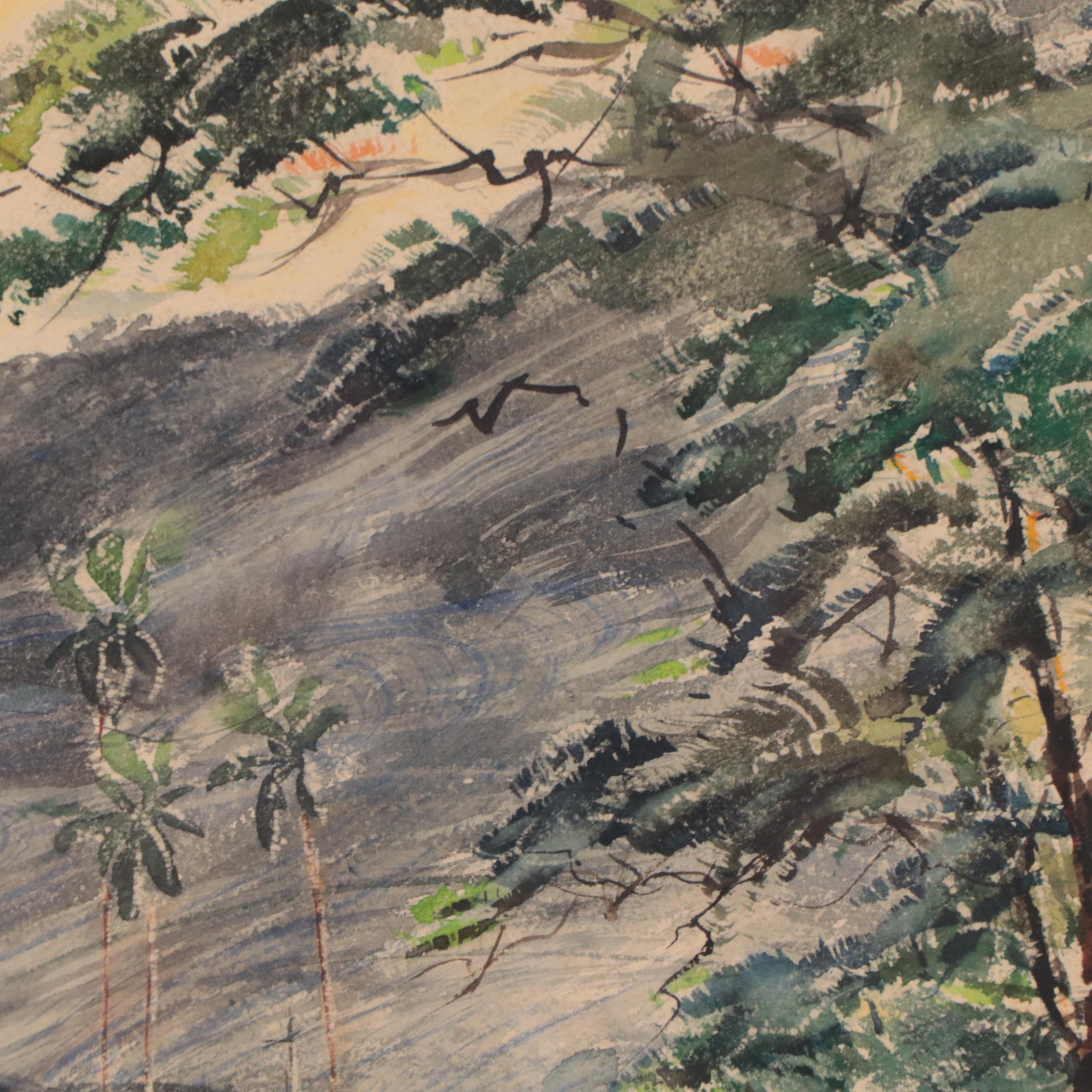 Abdullah Ariff Landscape Watercolor Painting "Hilly Road," 1956 | EBTH