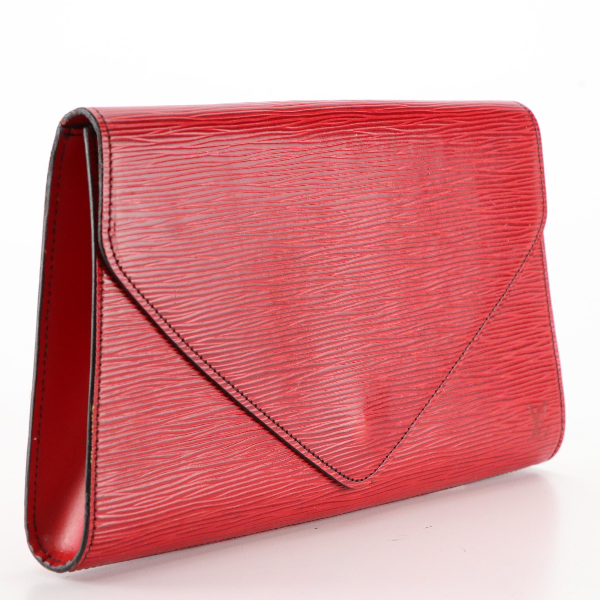 Louis Vuitton Art Deco Envelope Clutch in Castilian Red Epi and Smooth ...