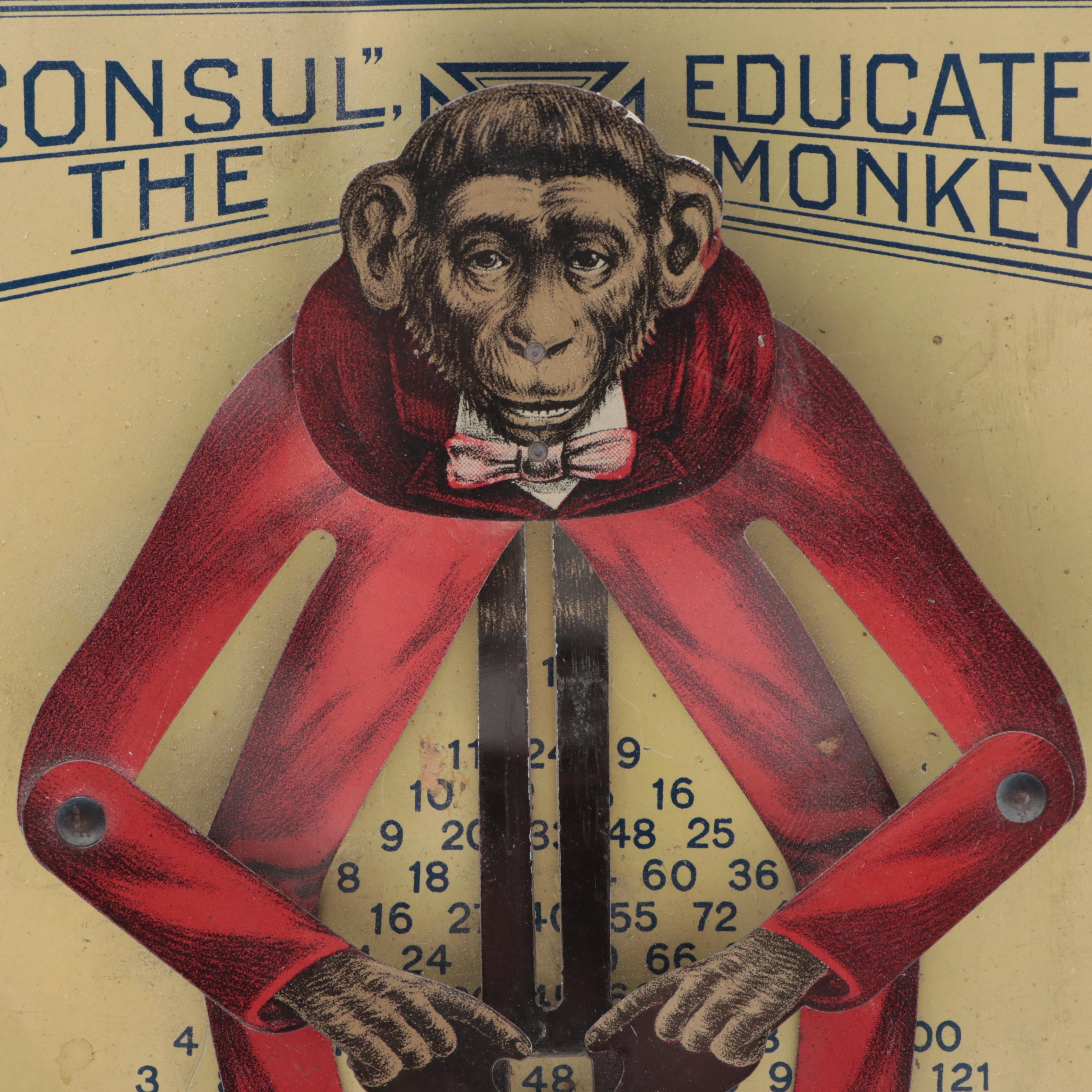 Education Novelty Co. Tin Litho "Consul, the Educated Monkey" Toy ...