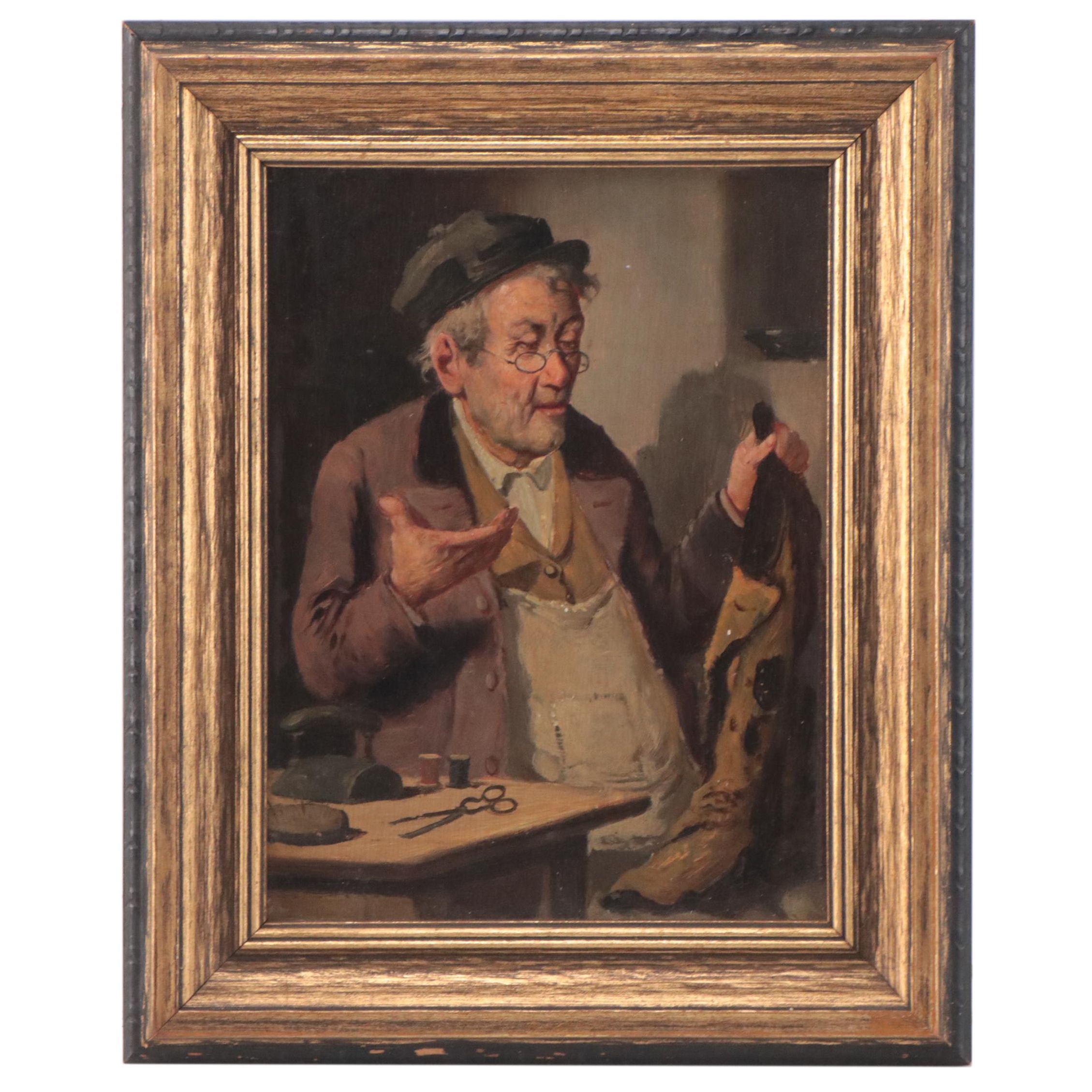 Konstantin Stoitzner Oil Painting of Male Portrait "The Tailor," Circa ...