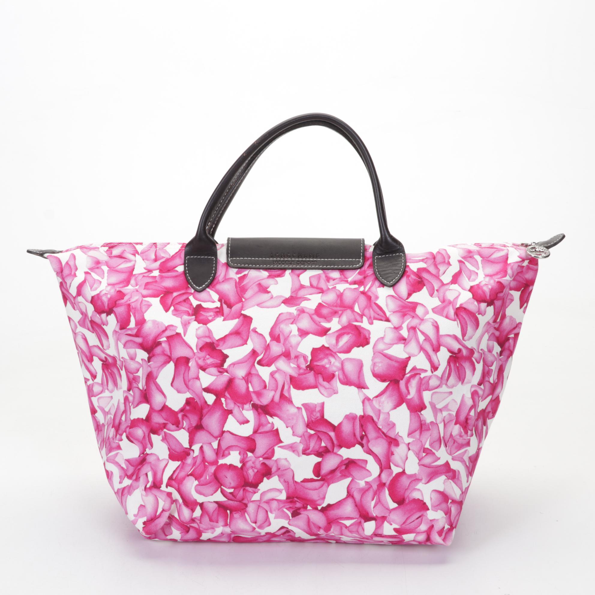 Longchamp Darshan Floral Print and Leather Le Pliage Tote | EBTH
