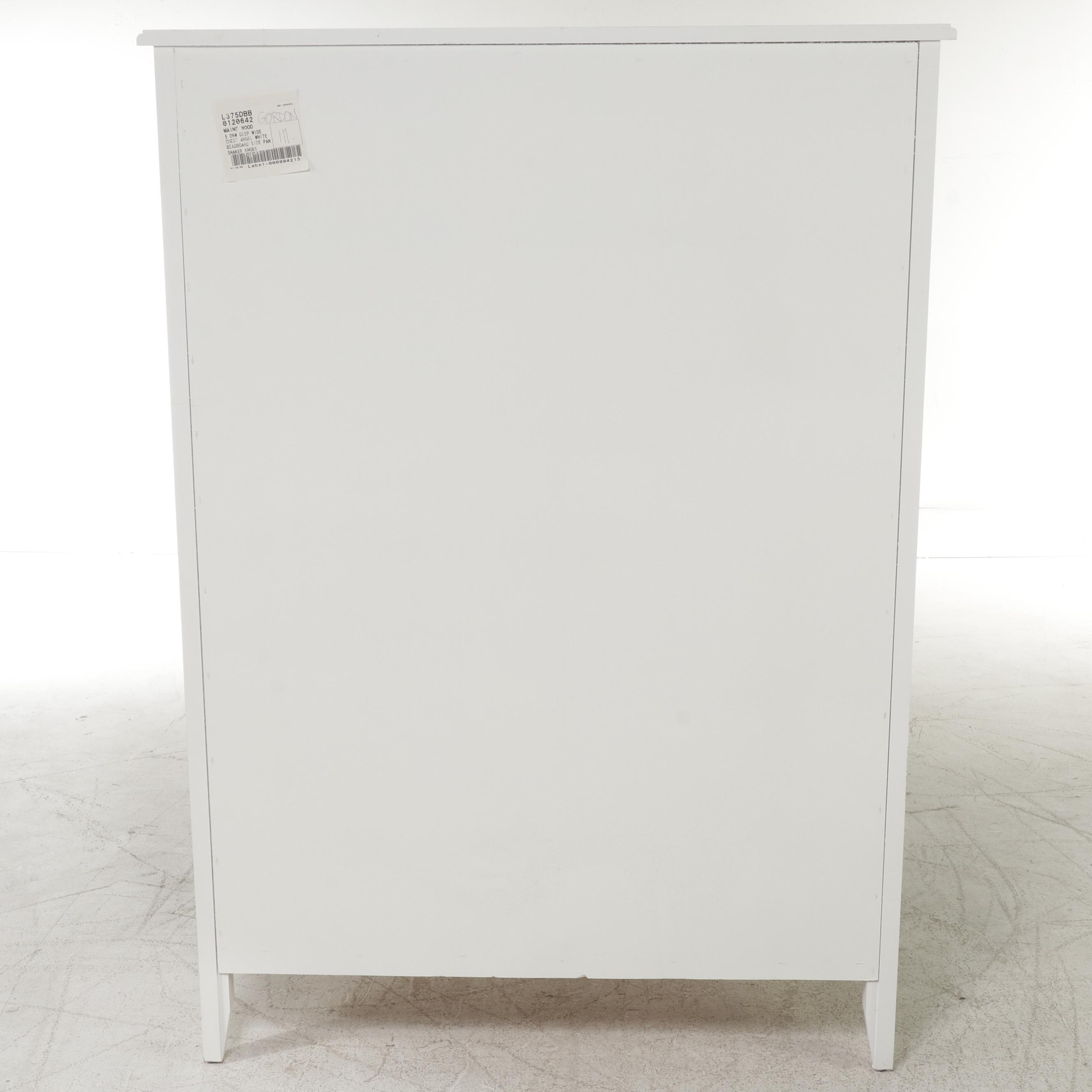 Maine Woodworks Shaker Style Painted Five-Drawer Chest with Beadboard ...