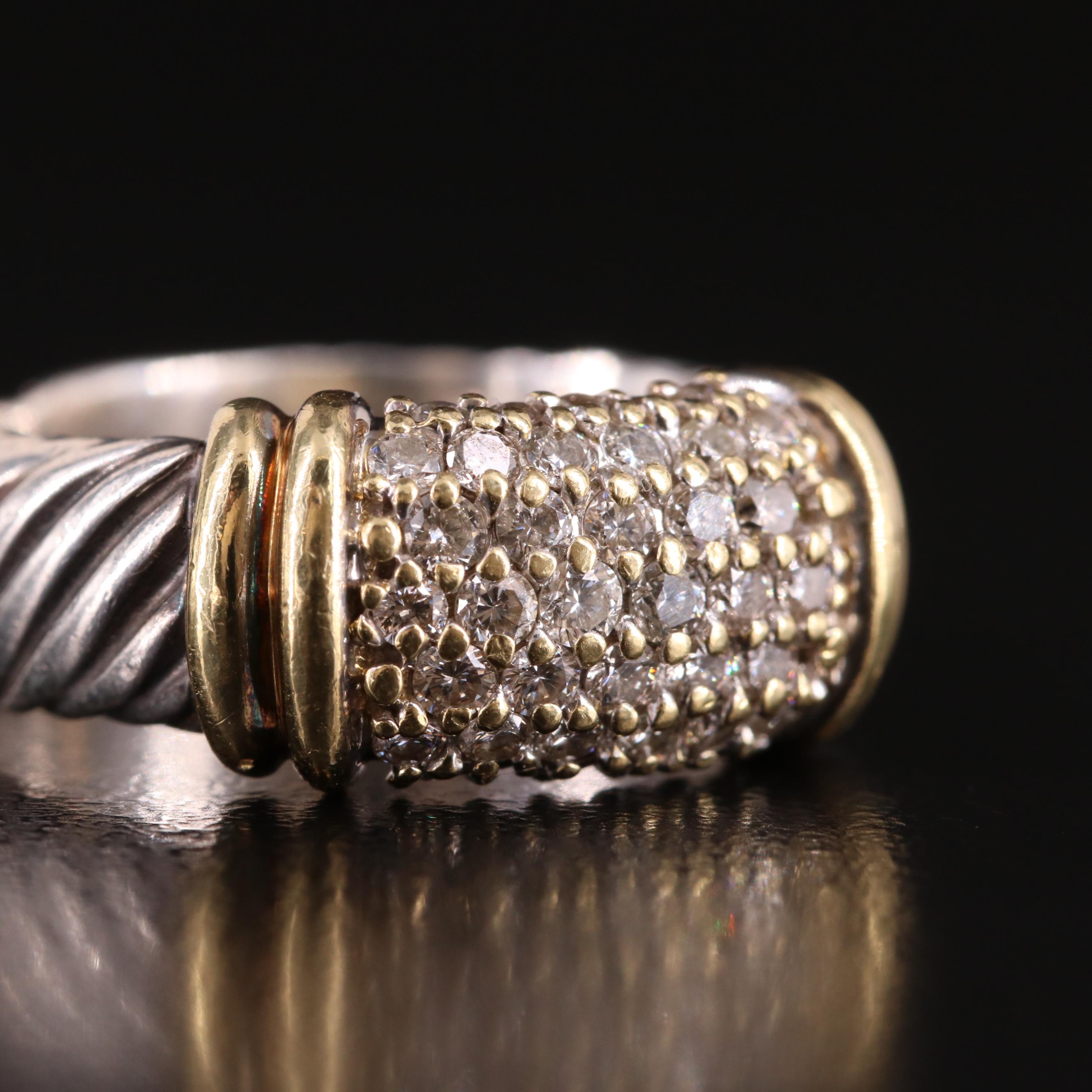 David Yurman "Metro" Sterling Diamond Ring with 18K Accents | EBTH