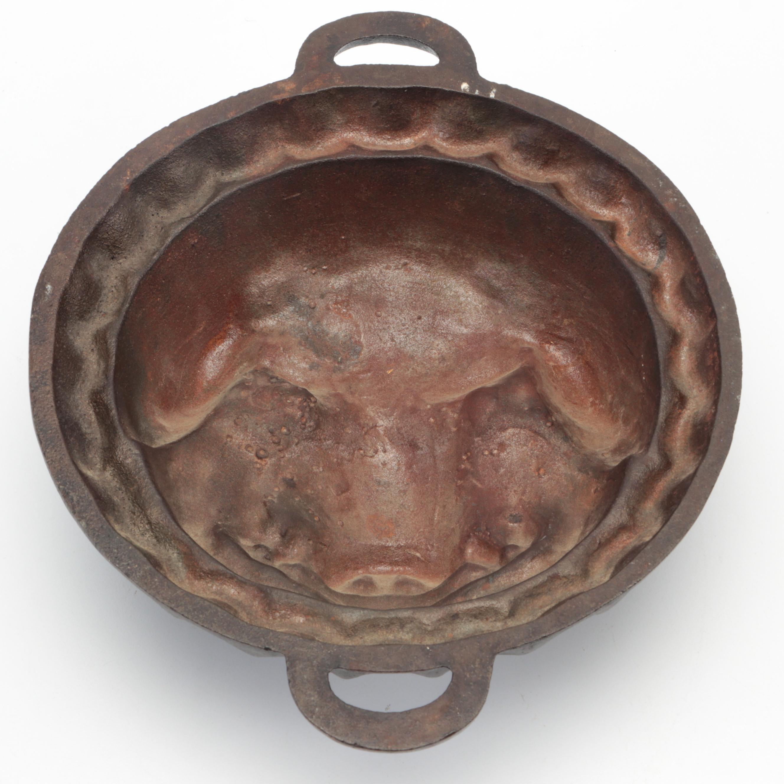 Crimped Edge Cast Iron Pig Head Mold | EBTH