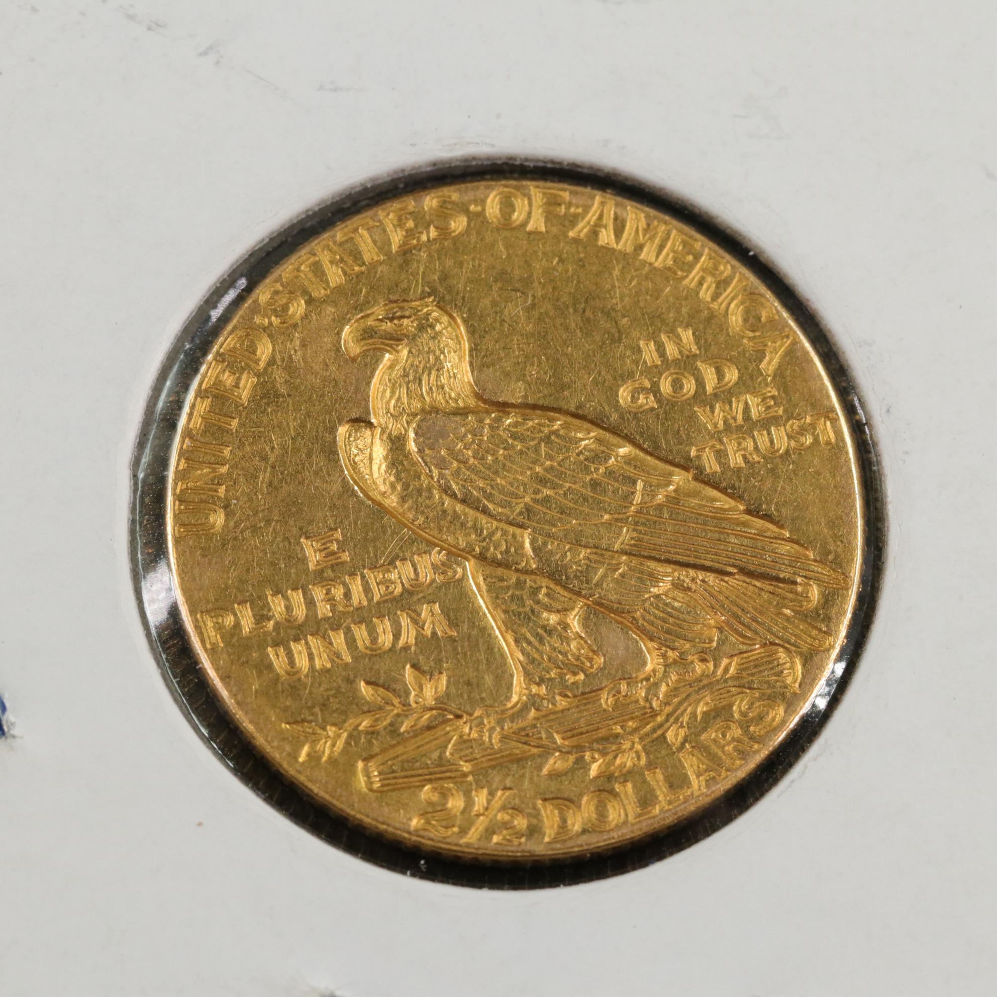 1908 Indian Two and a Half Dollar Gold Coin | EBTH