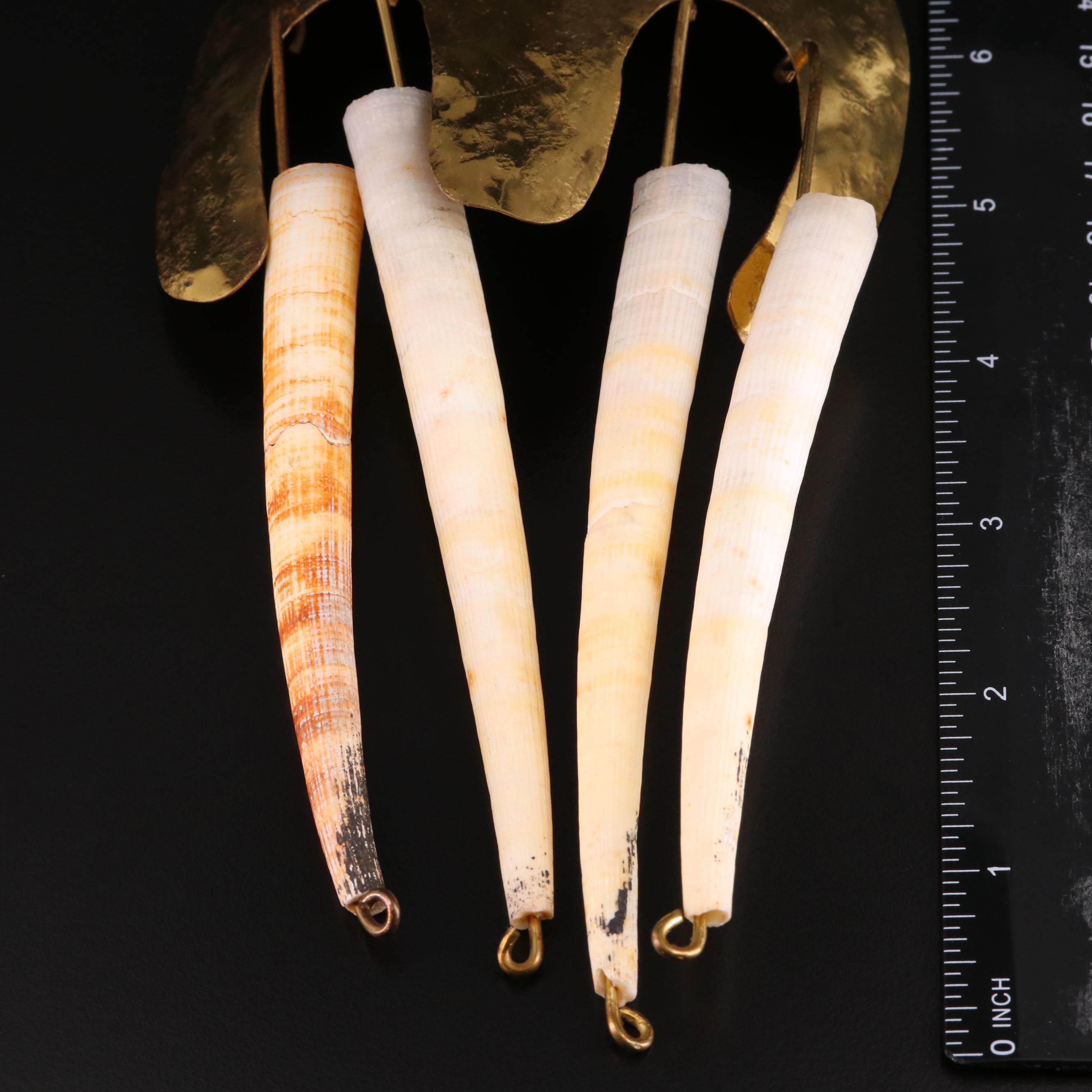 Handmade Tusk Shell and Brass Necklace | EBTH