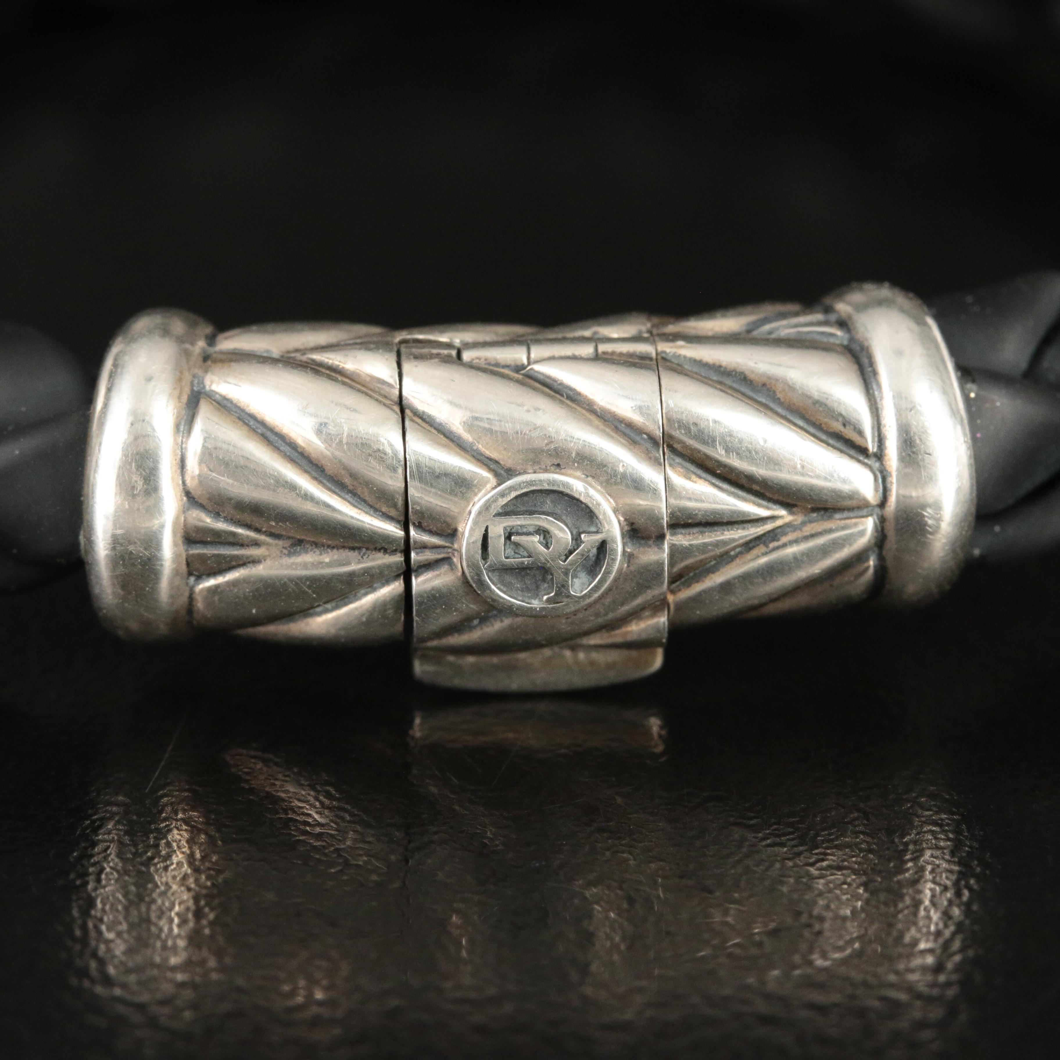 David Yurman "Chevron" Sterling and Rubber Braided Bracelet | EBTH