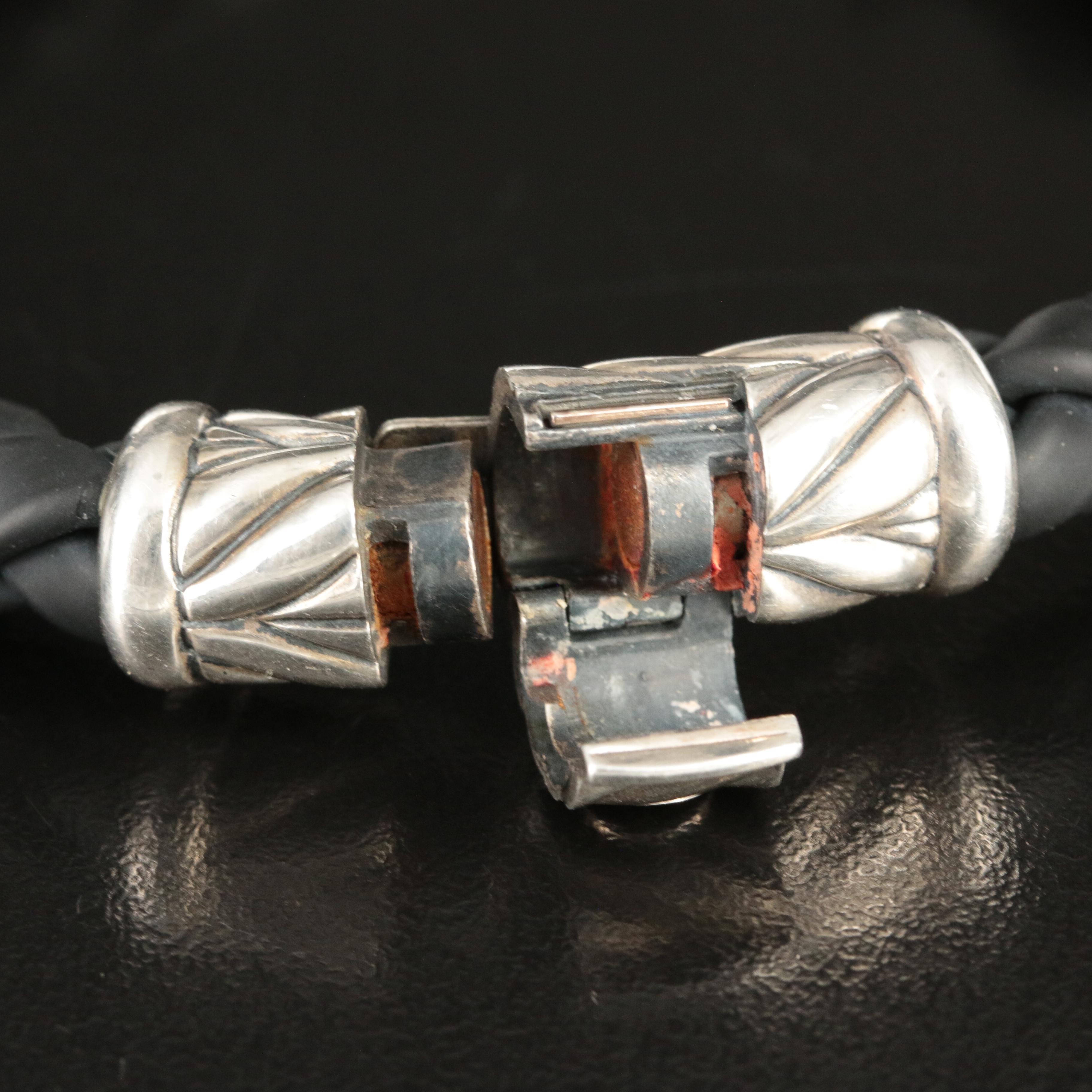 David Yurman "Chevron" Sterling and Rubber Braided Bracelet | EBTH