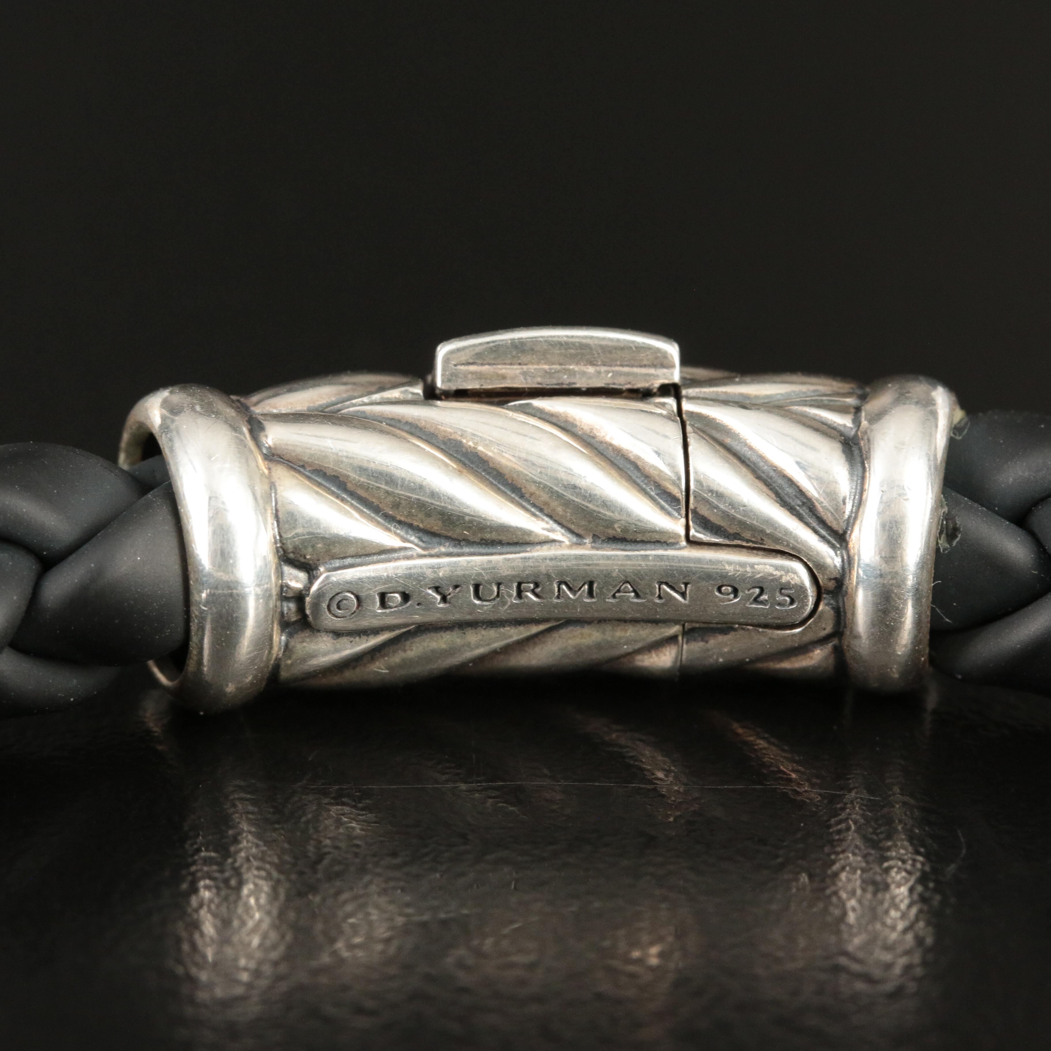 David Yurman "Chevron" Sterling and Rubber Braided Bracelet | EBTH