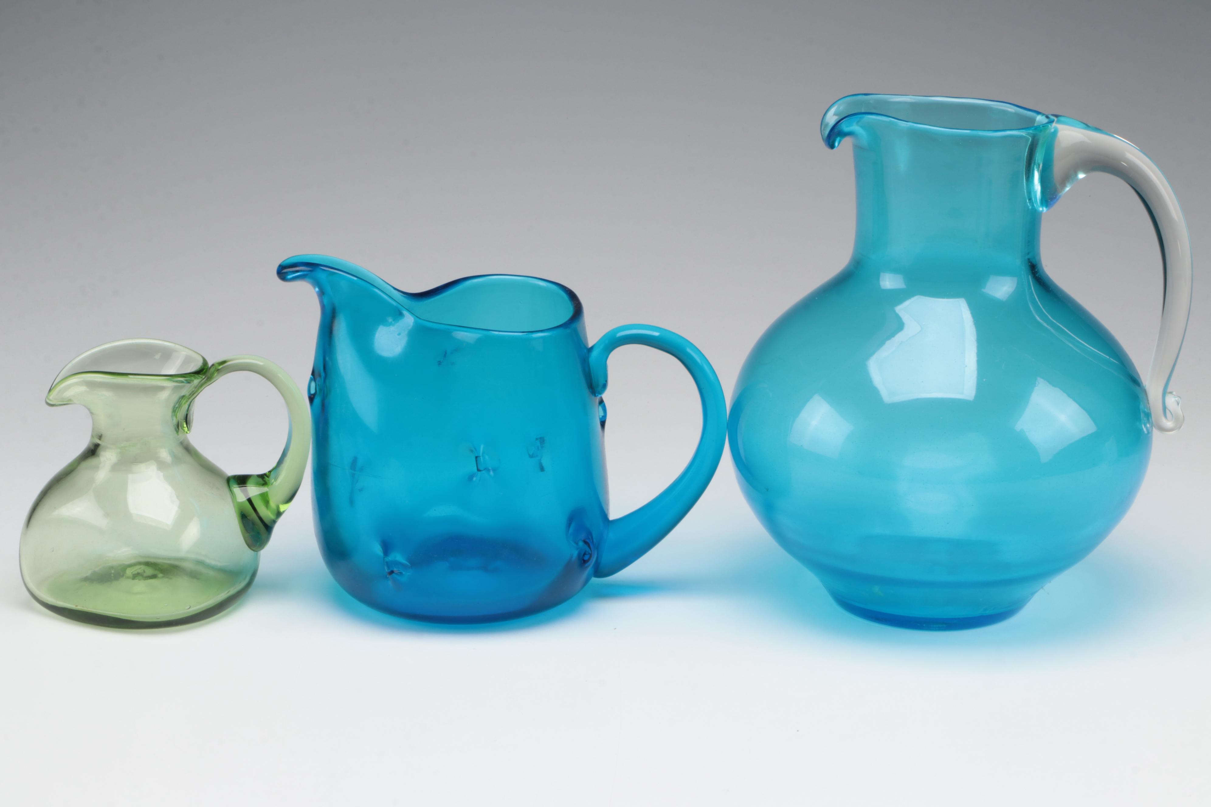 Jamestown Glasshouse and Other Hand-Blown Glass Pitchers | EBTH