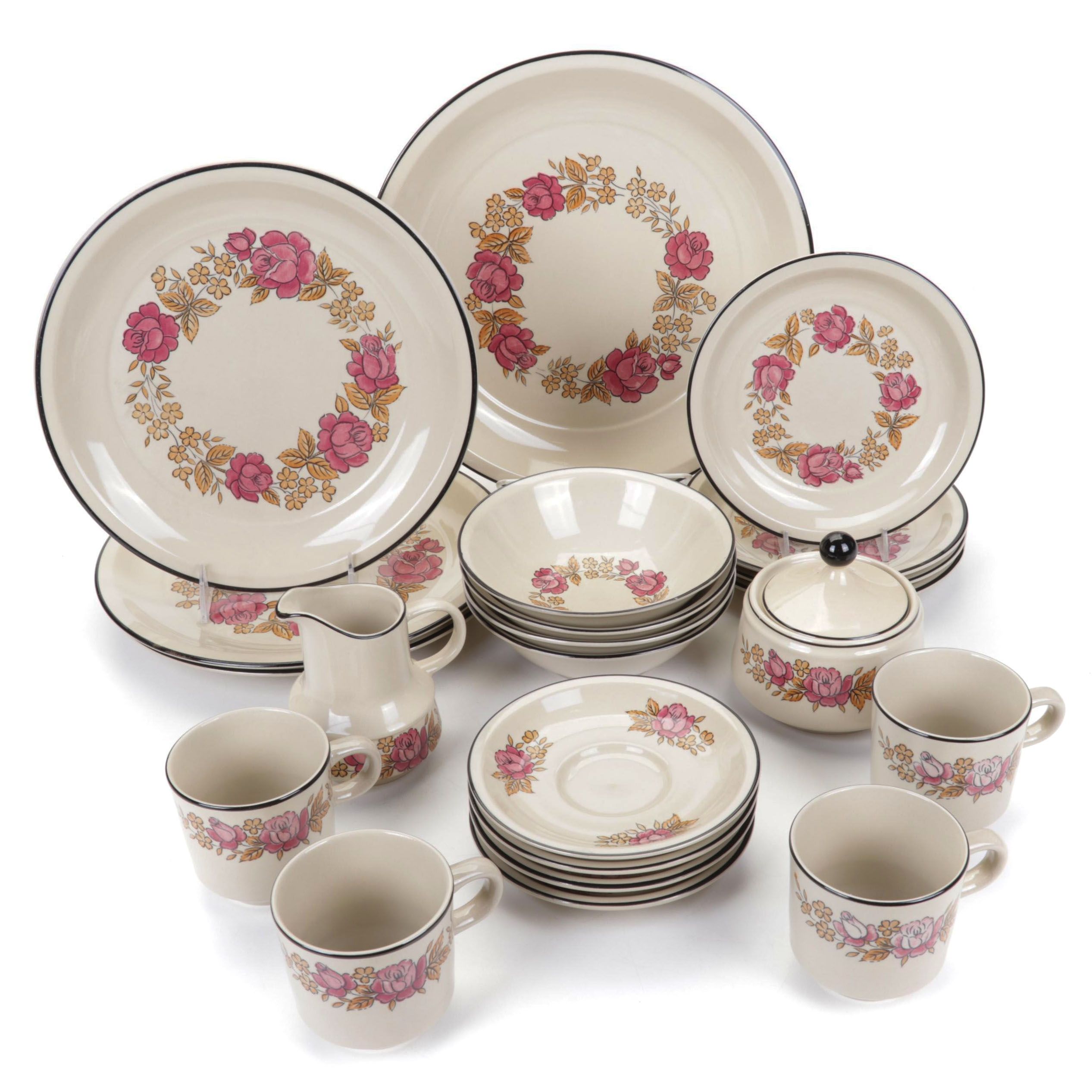 Fashion Manor "Plum Rose" Stoneware Dinnerware | EBTH
