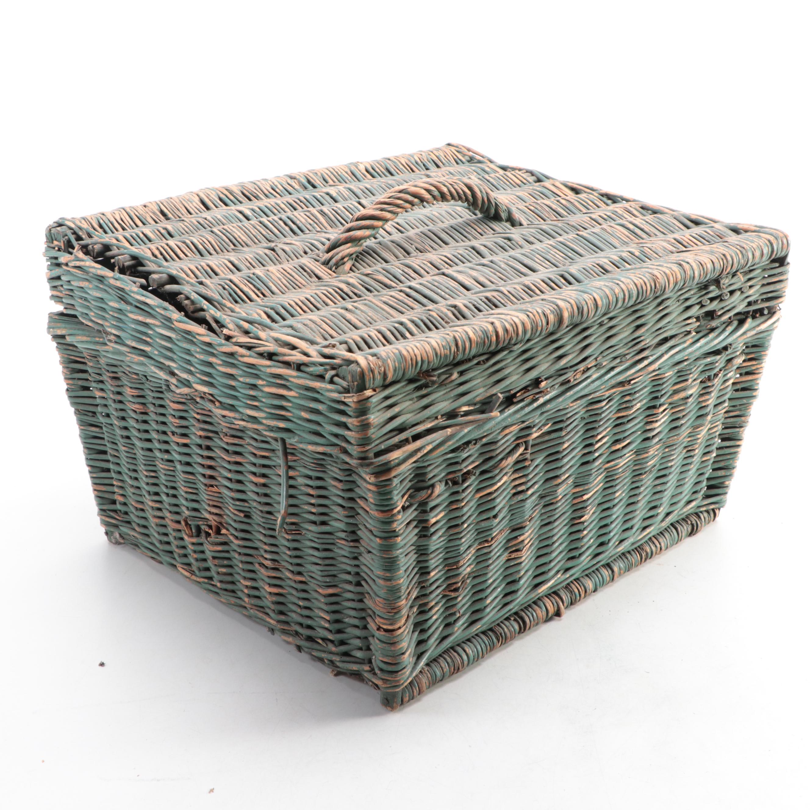 Hand-Painted Bentwood Box, Green Wicker Basket, Firkin and More | EBTH
