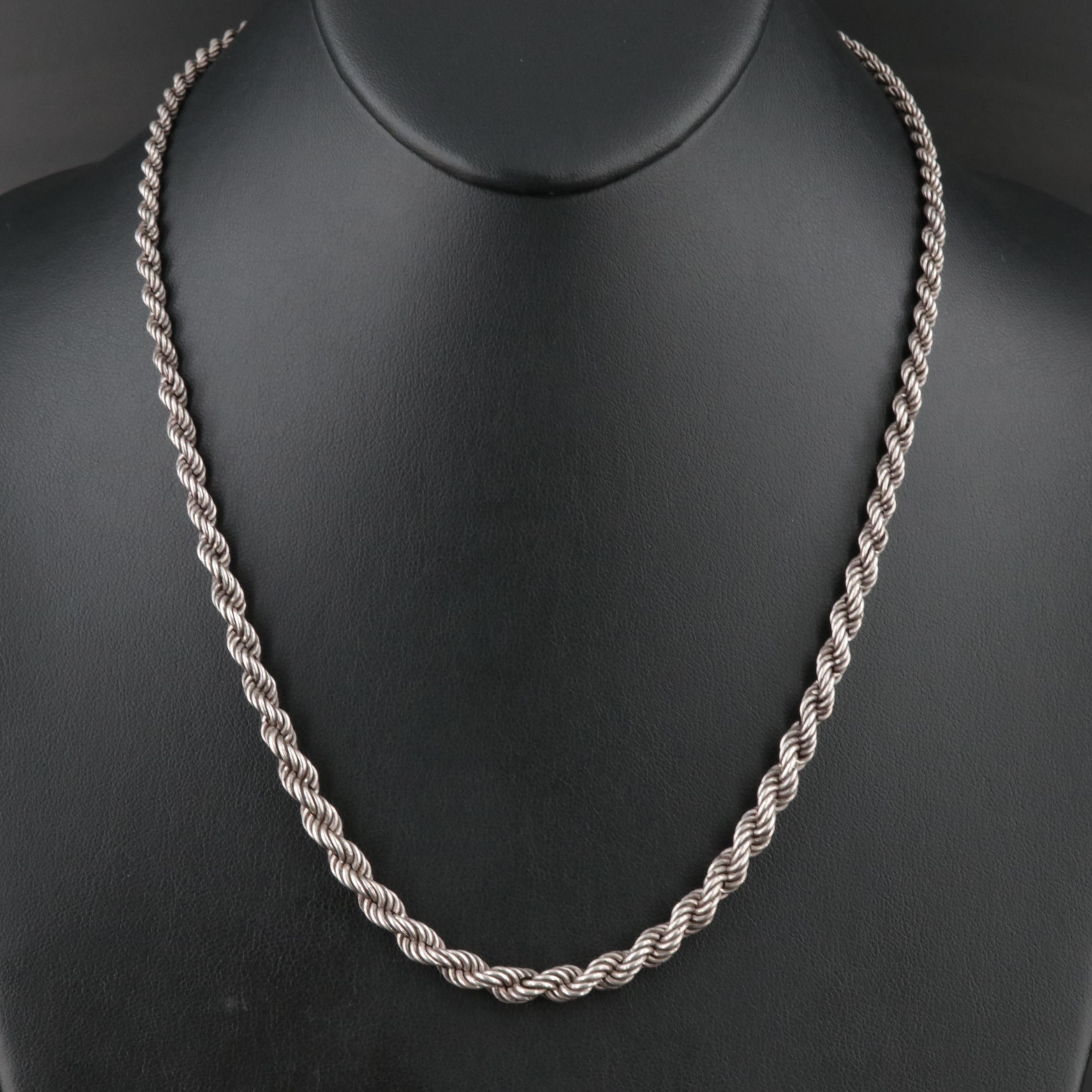 Sterling Graduated French Rope Chain Necklace | EBTH