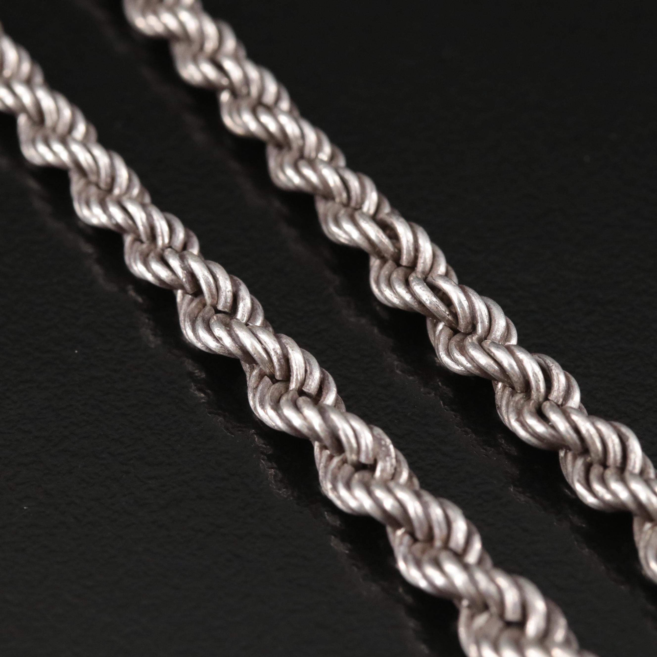 Sterling Graduated French Rope Chain Necklace | EBTH