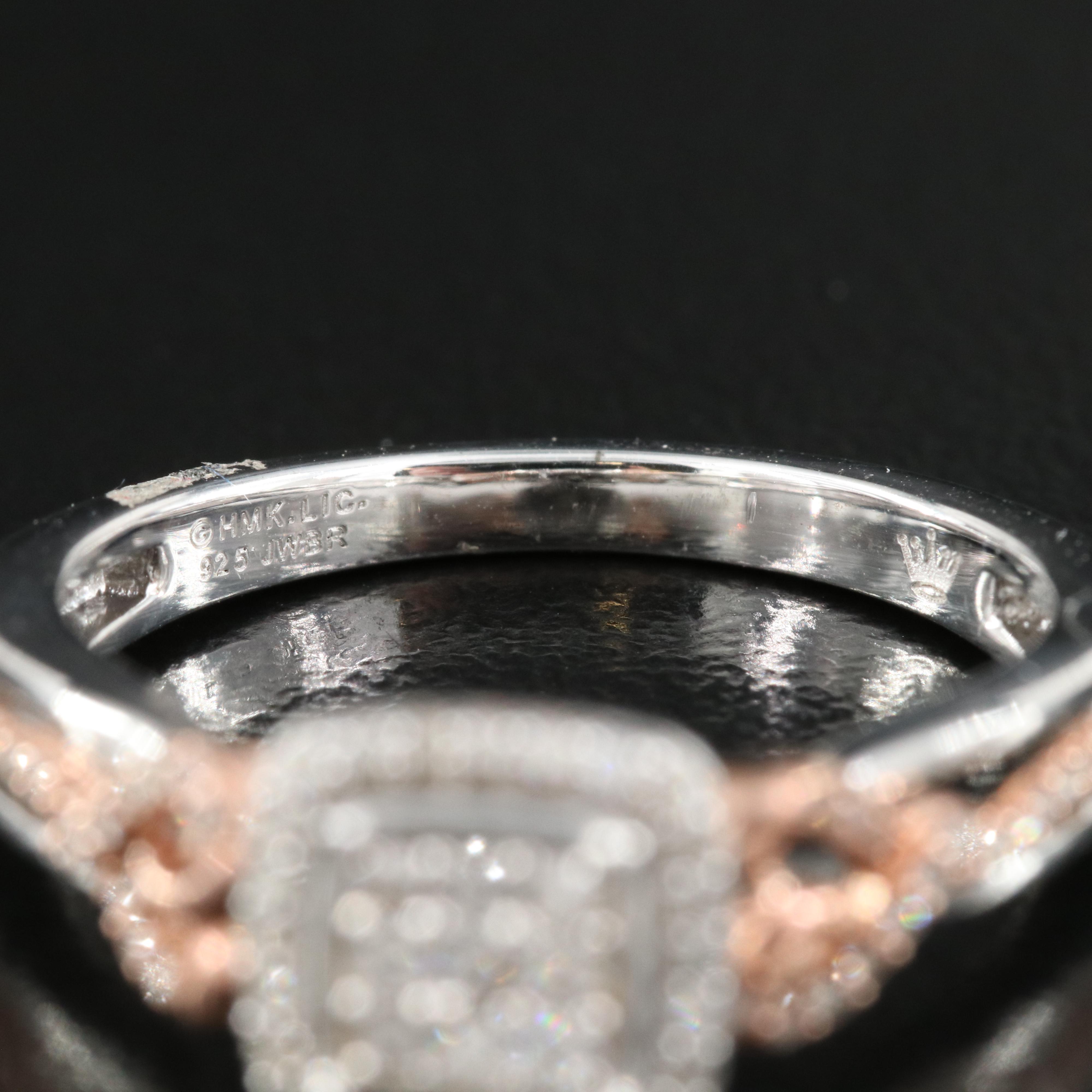 Hallmark Sterling Diamond Ring with Heart Shoulders | EBTH