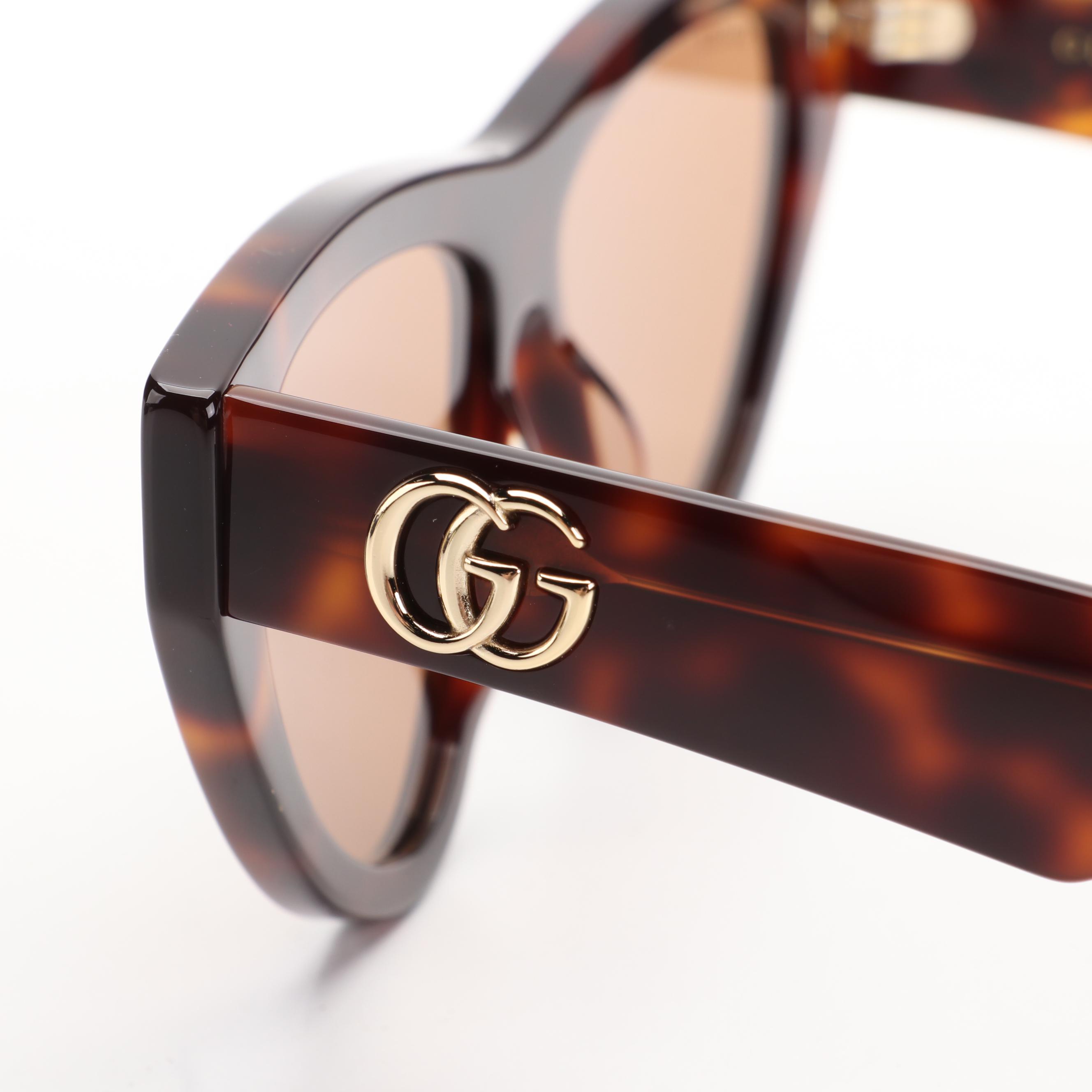 Gucci GG1333S Havana Brown Cat Eye Sunglasses with Case | EBTH