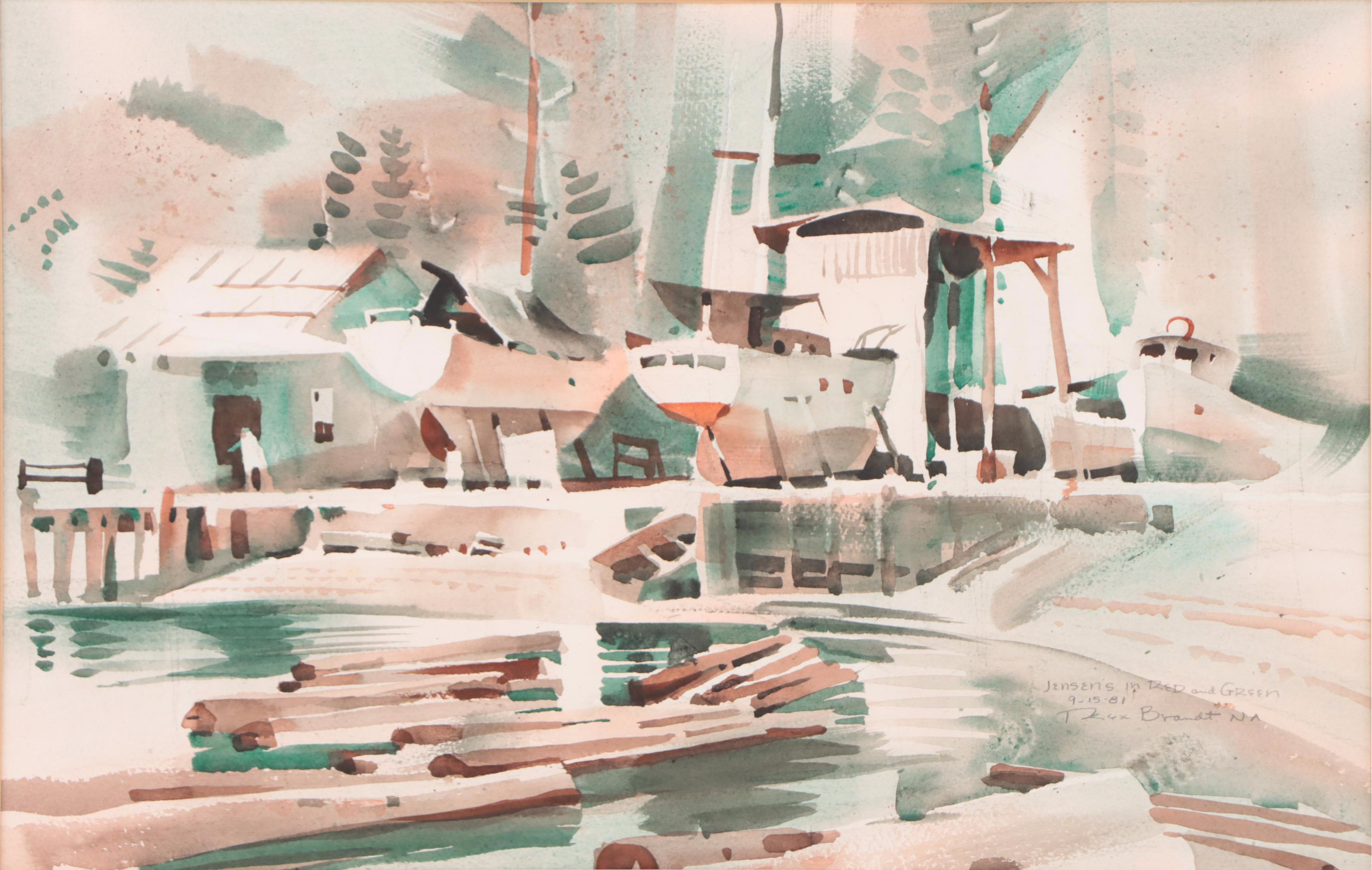 Rex Brandt Harbor Scene Watercolor Painting | EBTH