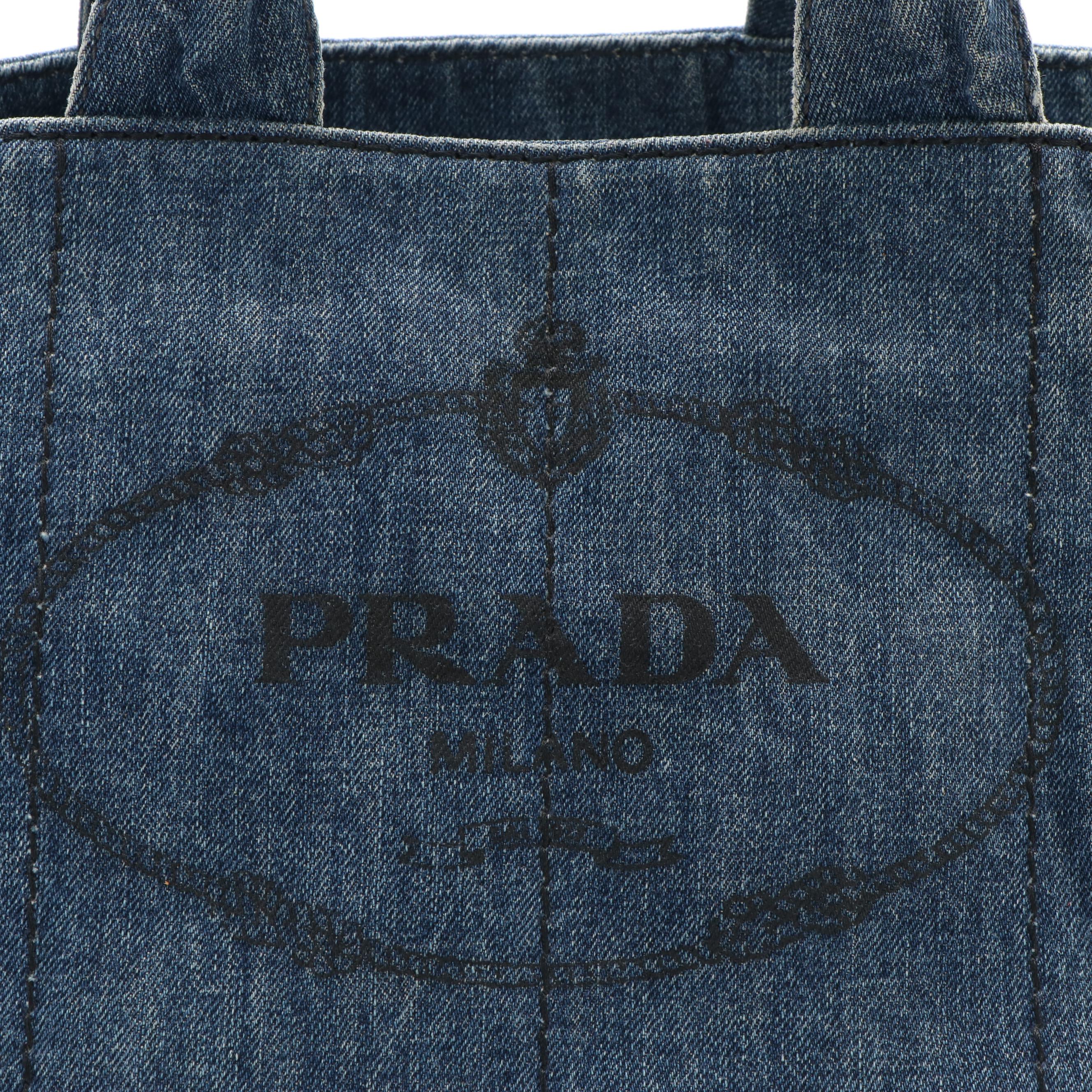 Prada Canapa Denim Logo Satchel | EBTH