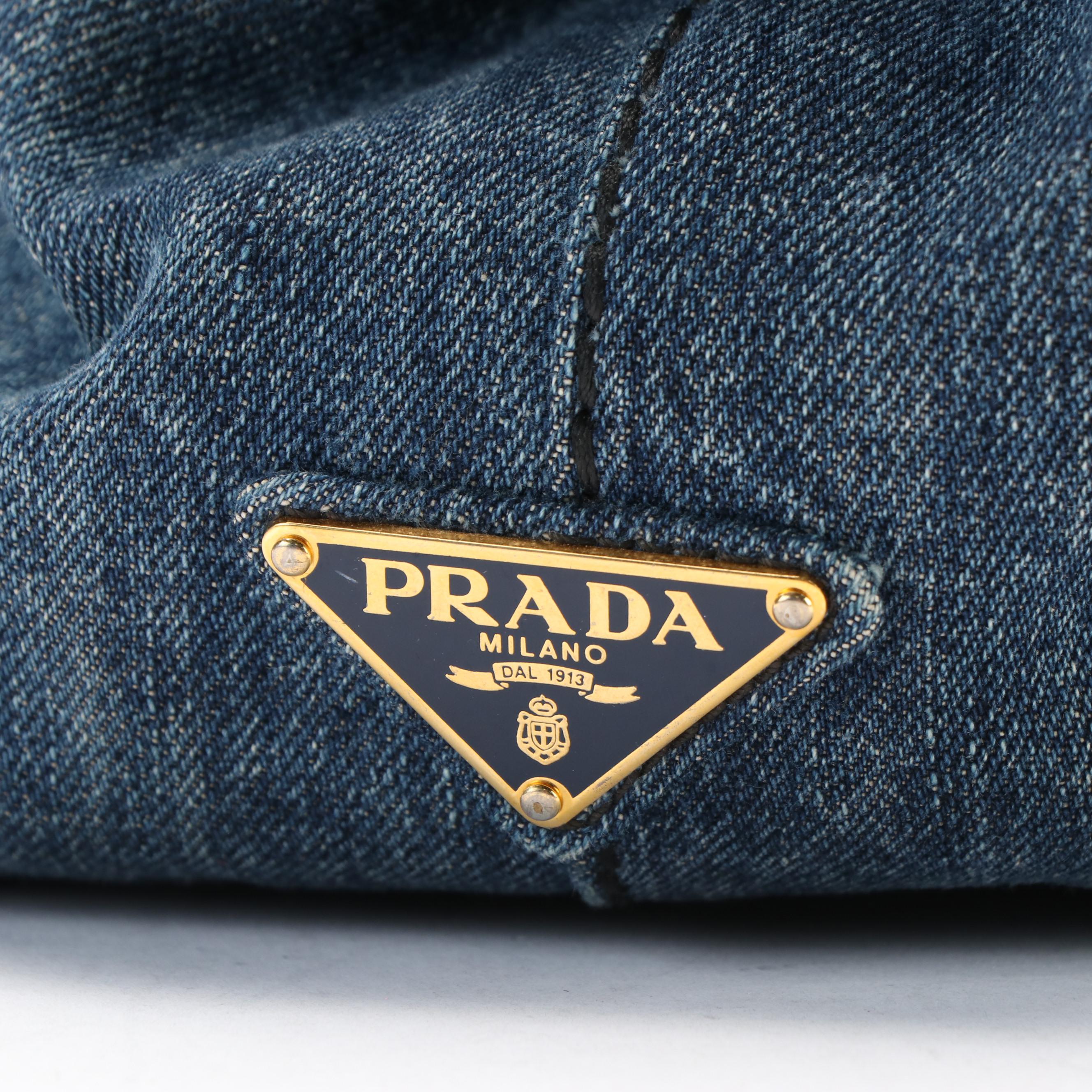 Prada Canapa Denim Logo Satchel | EBTH