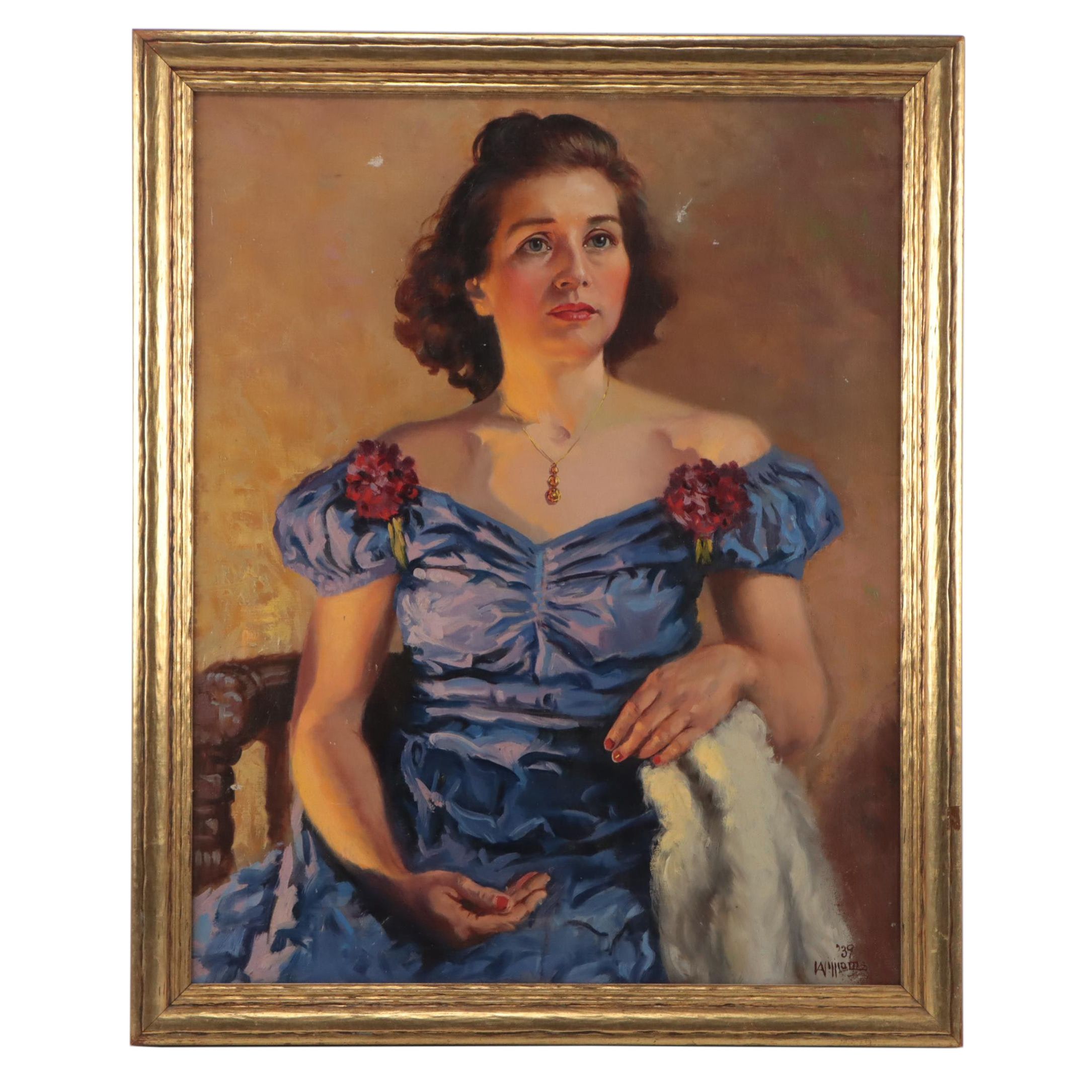 American School Portrait Oil Painting of Woman, 1939 | EBTH