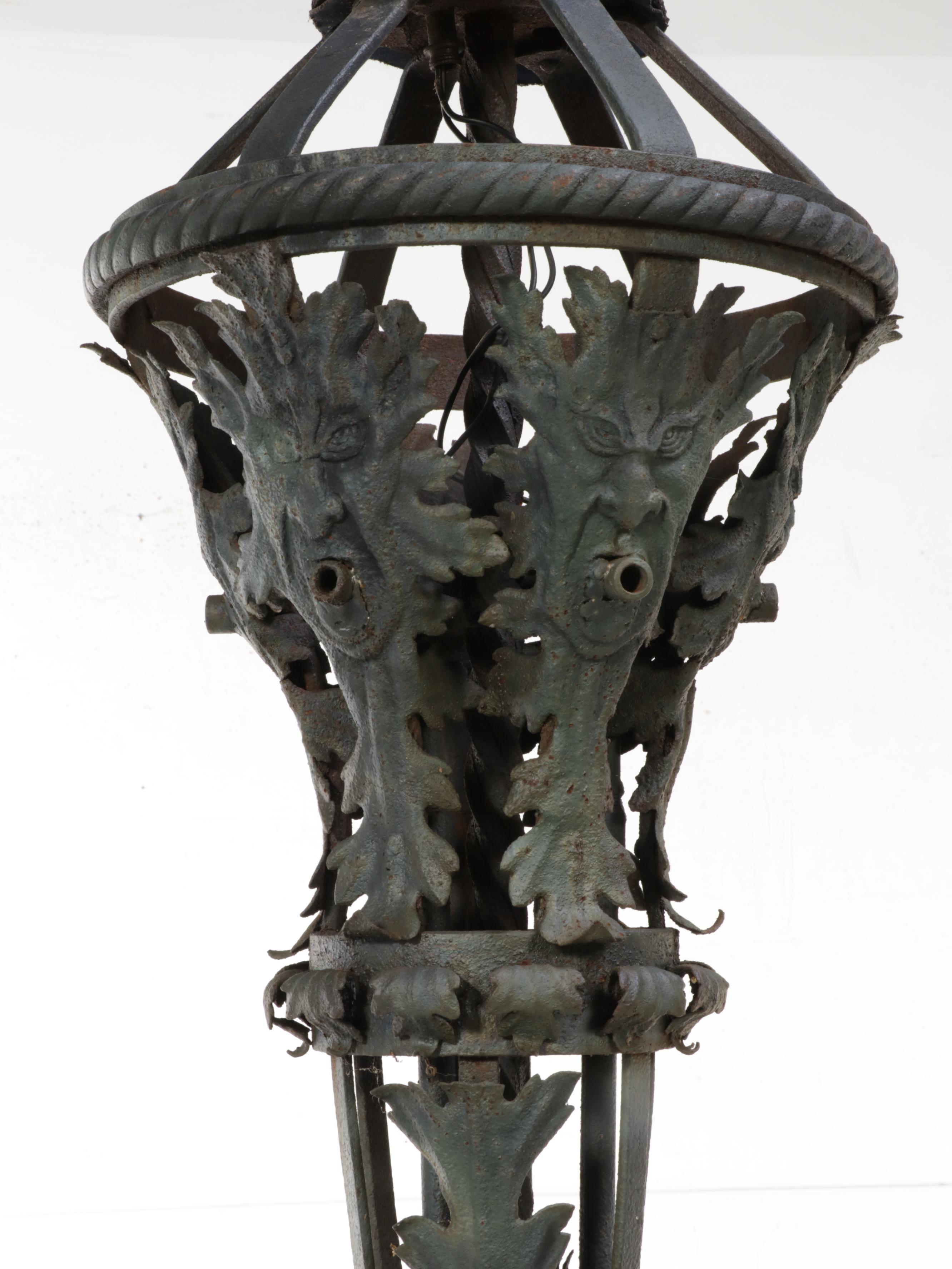 Gothic Cast Iron Dragon Footed Tripod Gas Lamp Post, Adapted Early 20th ...